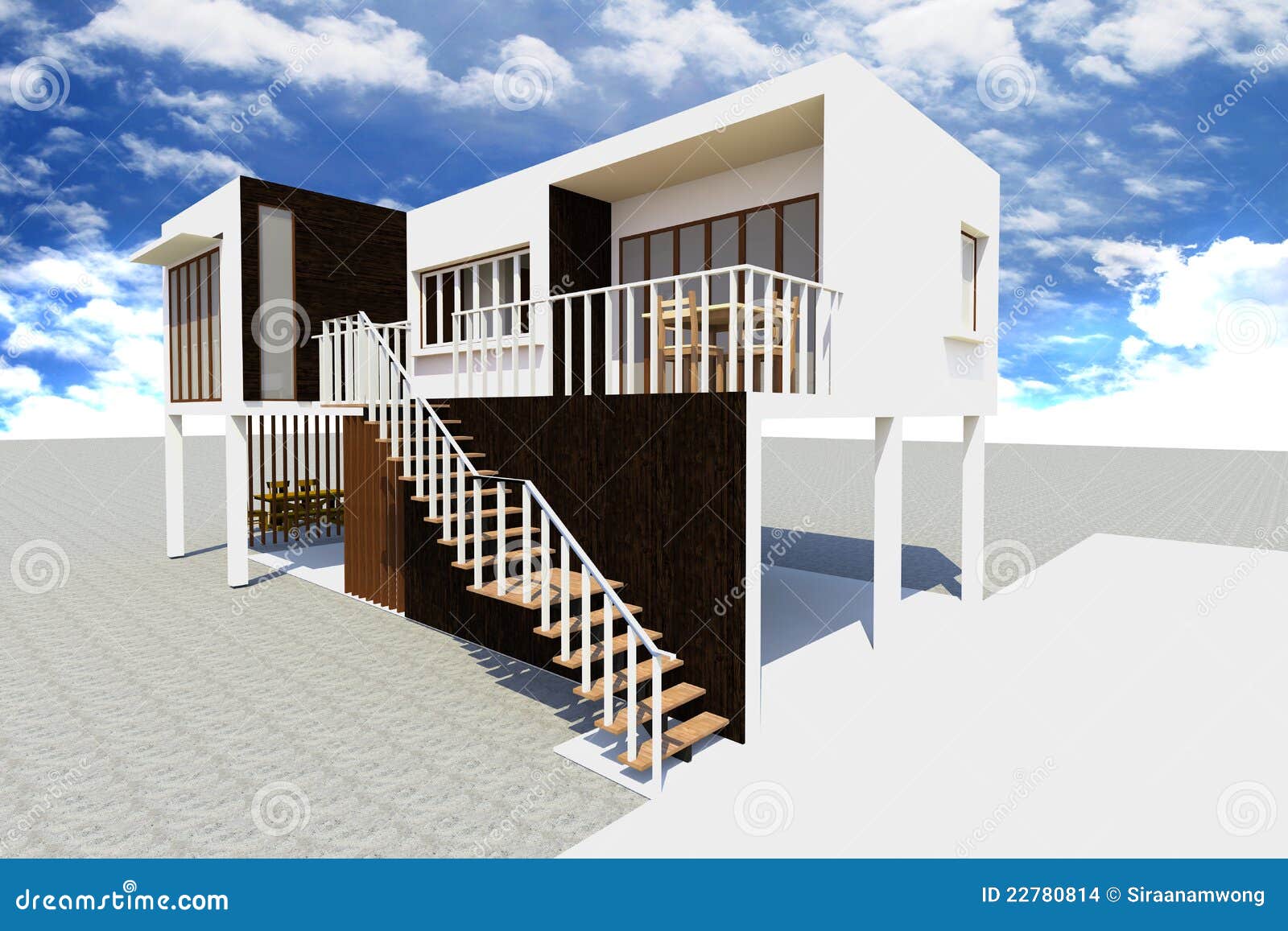 3d Modern house rendered stock illustration. Illustration of housing ...