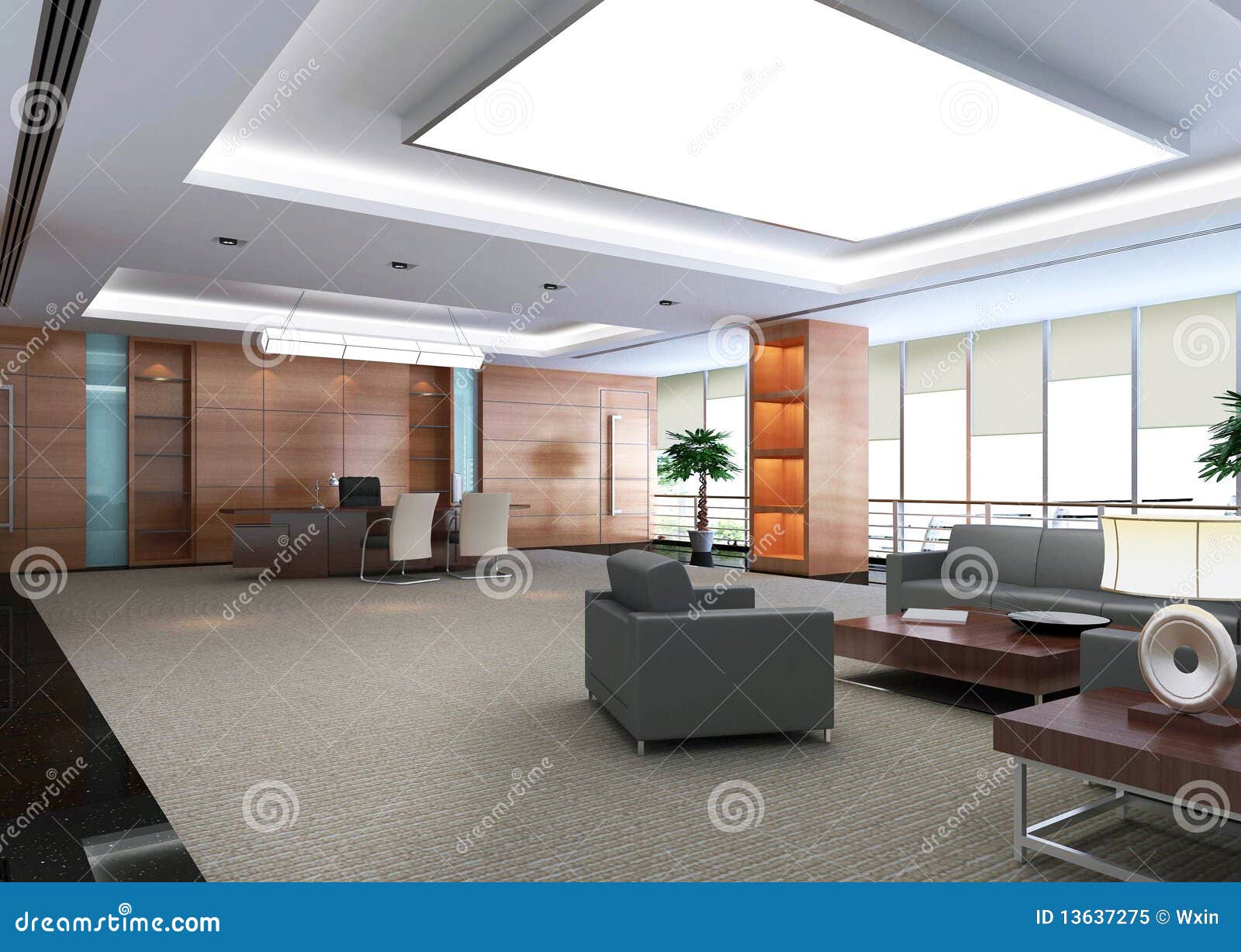 3d modern office room stock illustration. Illustration of centre - 13637275