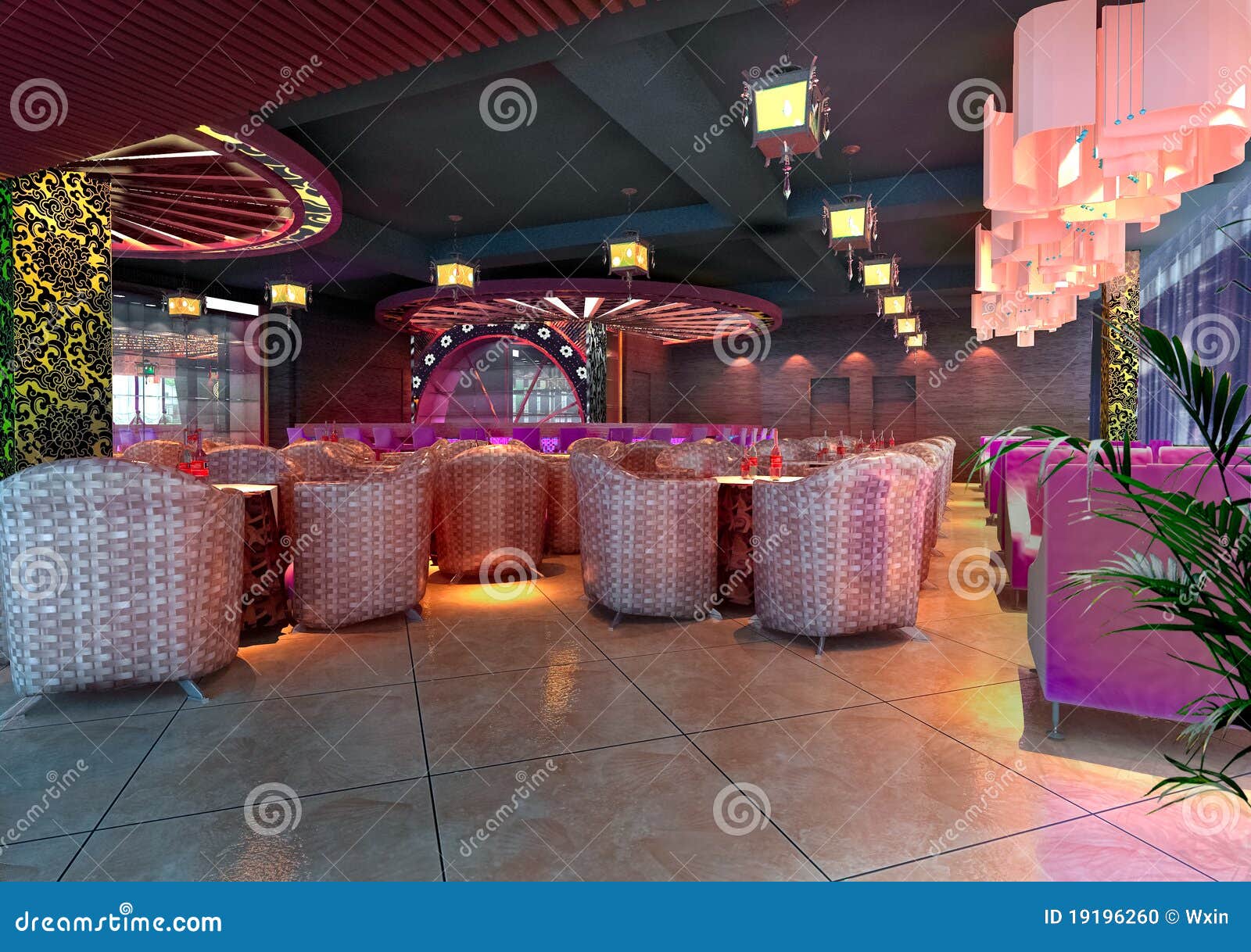 3d modern restaurant stock illustration. Illustration of estate - 19196260