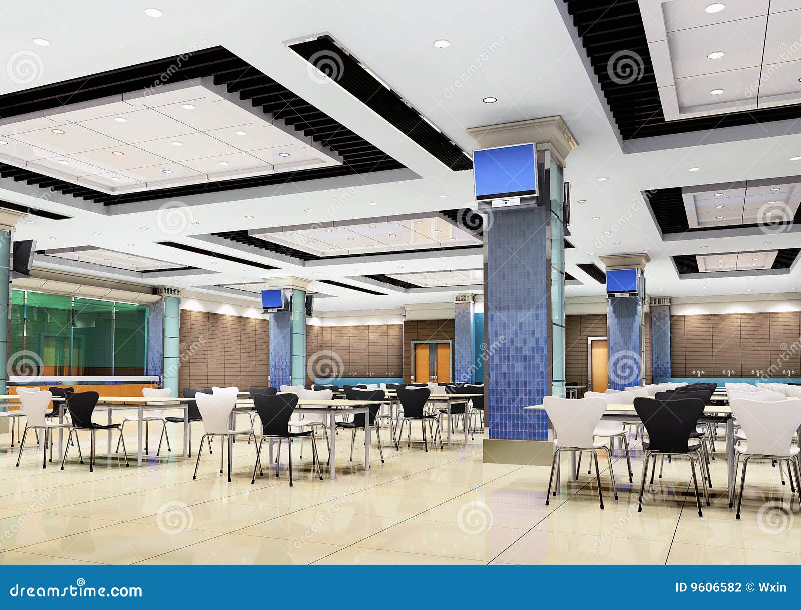 3d modern restaurant stock illustration. Illustration of furniture ...