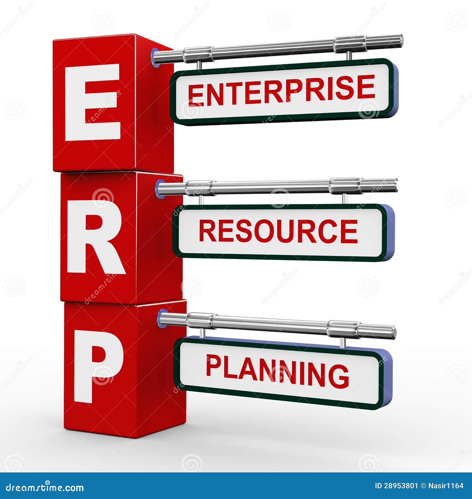 3d modern signboard of erp stock illustration. Illustration of notice ...