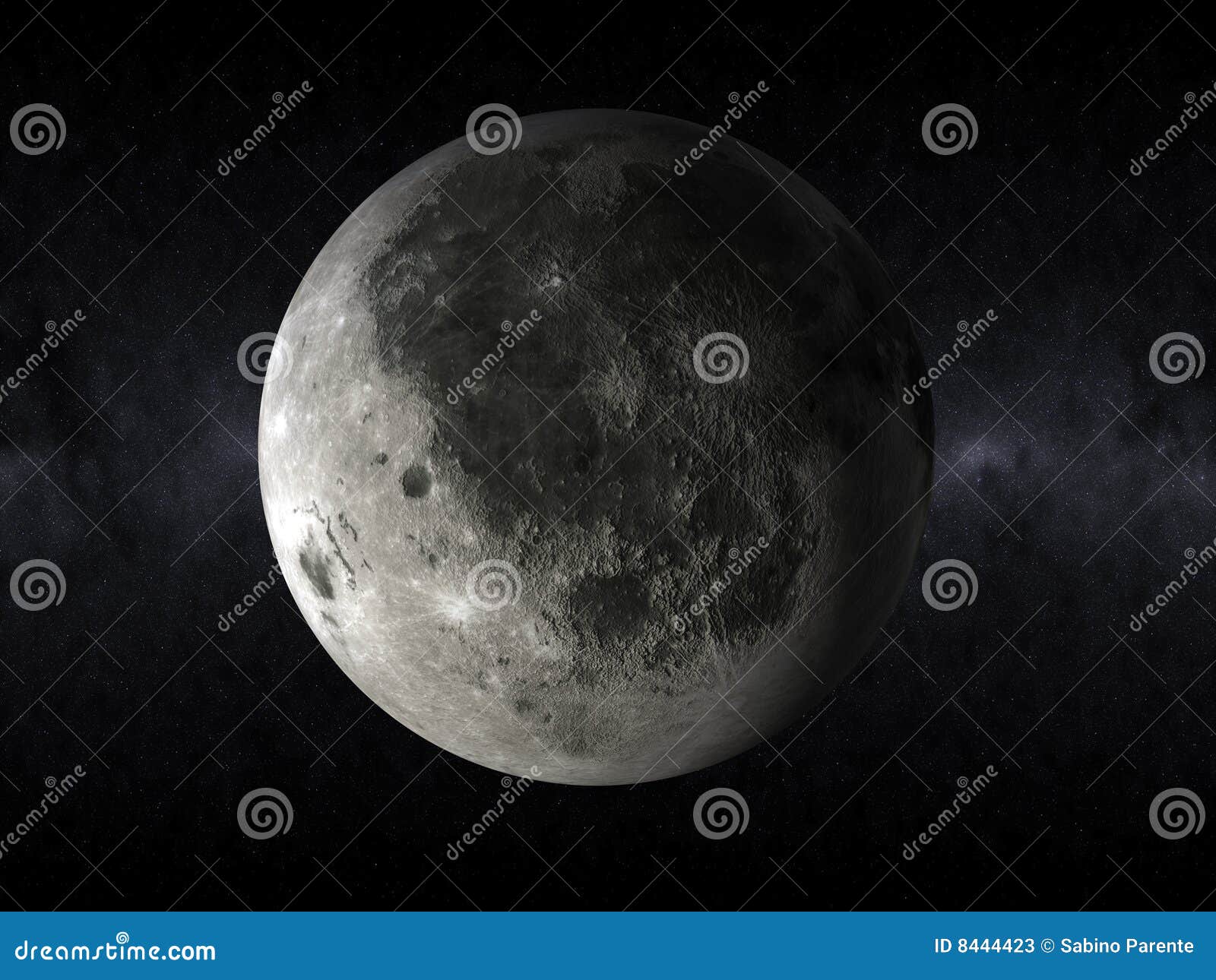 3d moon in the space stock illustration. Illustration of orbit - 8444423