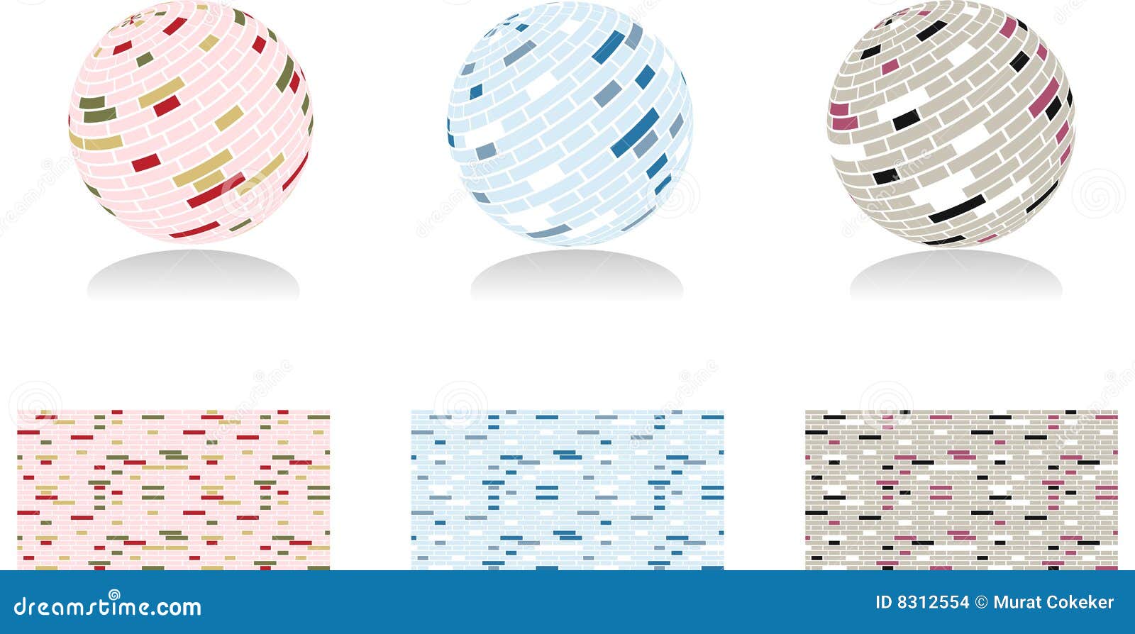 3d mosaic spheres stock vector. Illustration of brick - 8312554