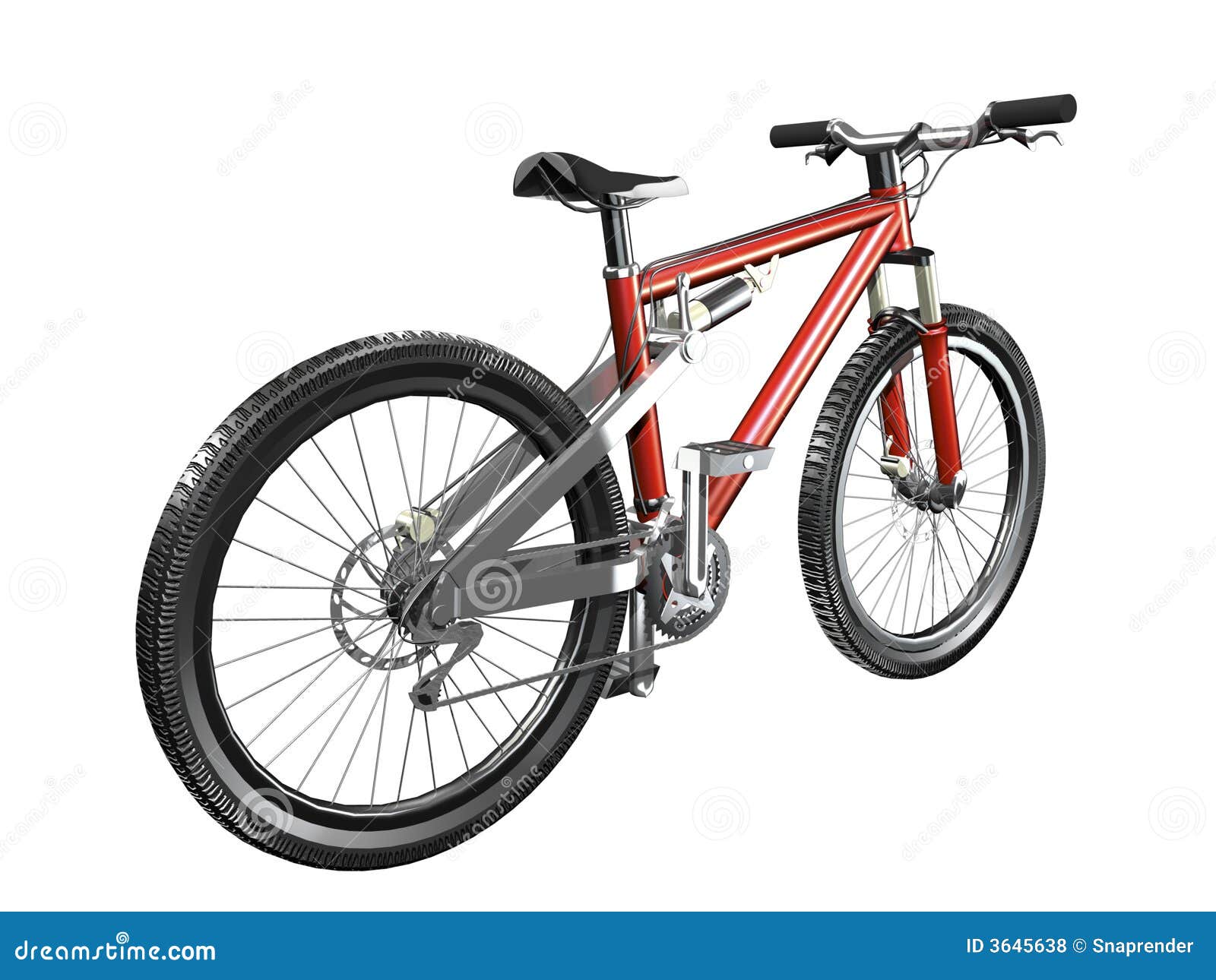 3D Mountain Bike Red Rear View Royalty Free Stock Photos - Image: 3645638
