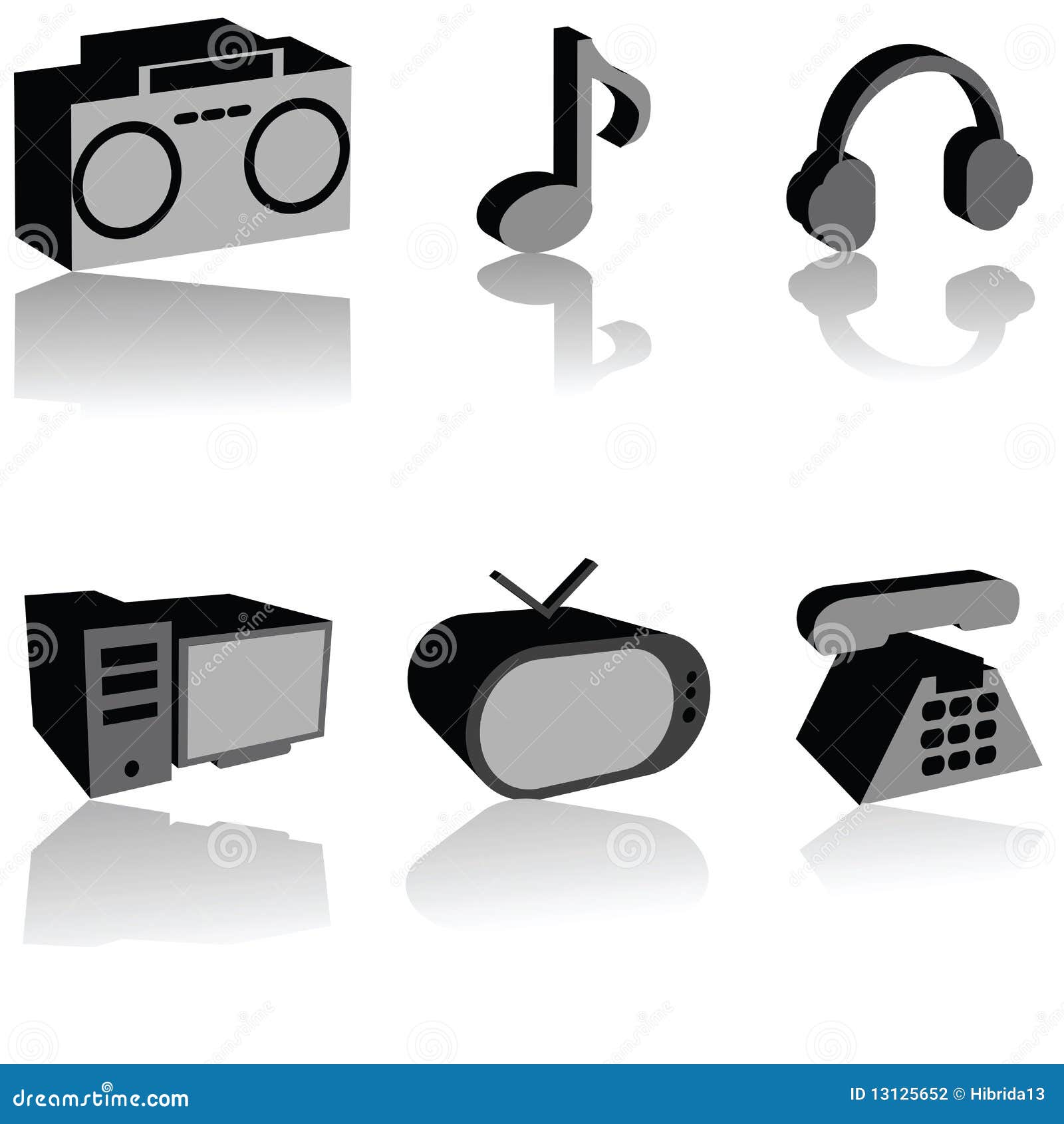 3D multimedia icons set stock illustration. Illustration of business ...