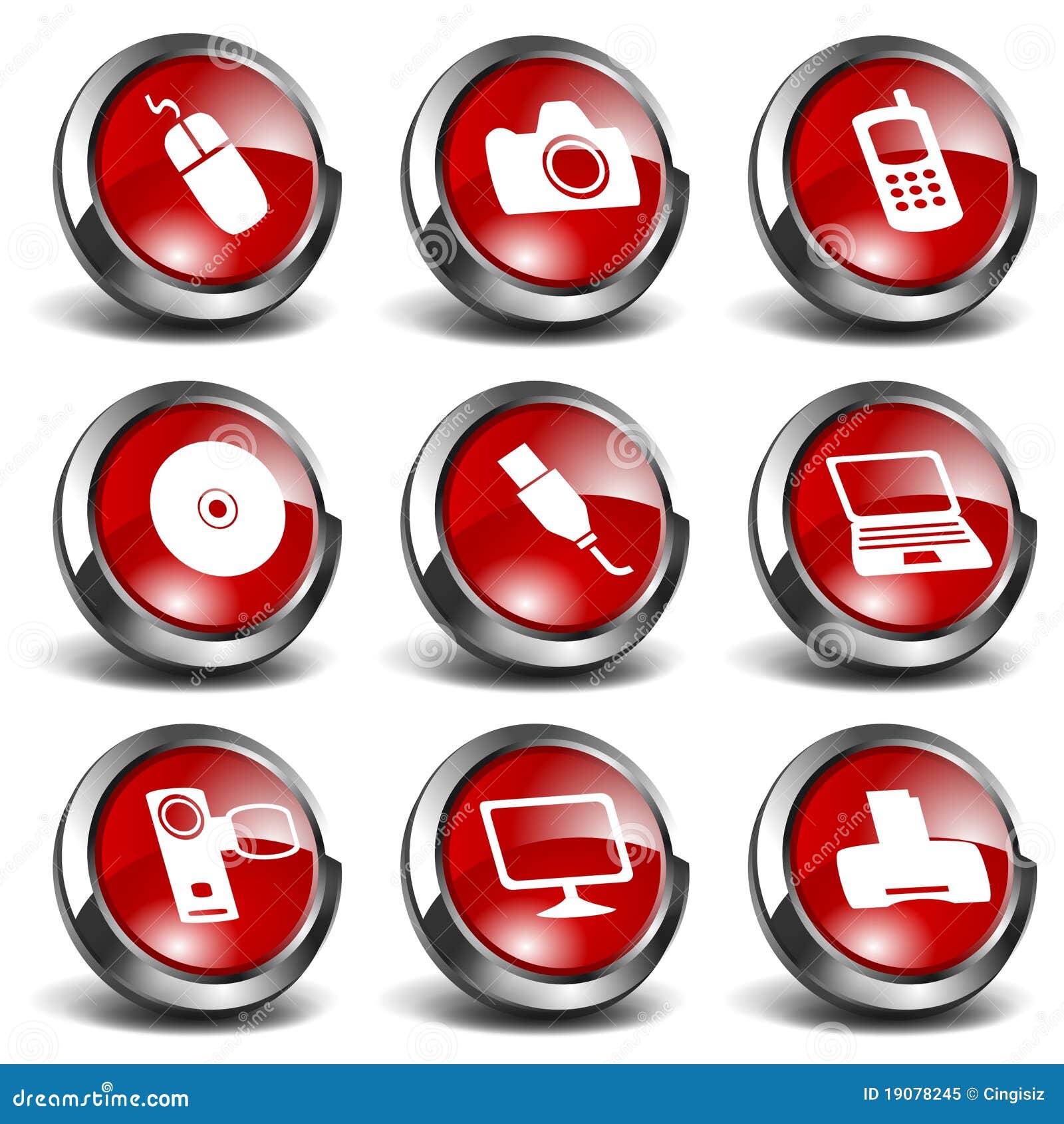 3D Multimedia & Technology Icons Set 1 Stock Illustration ...