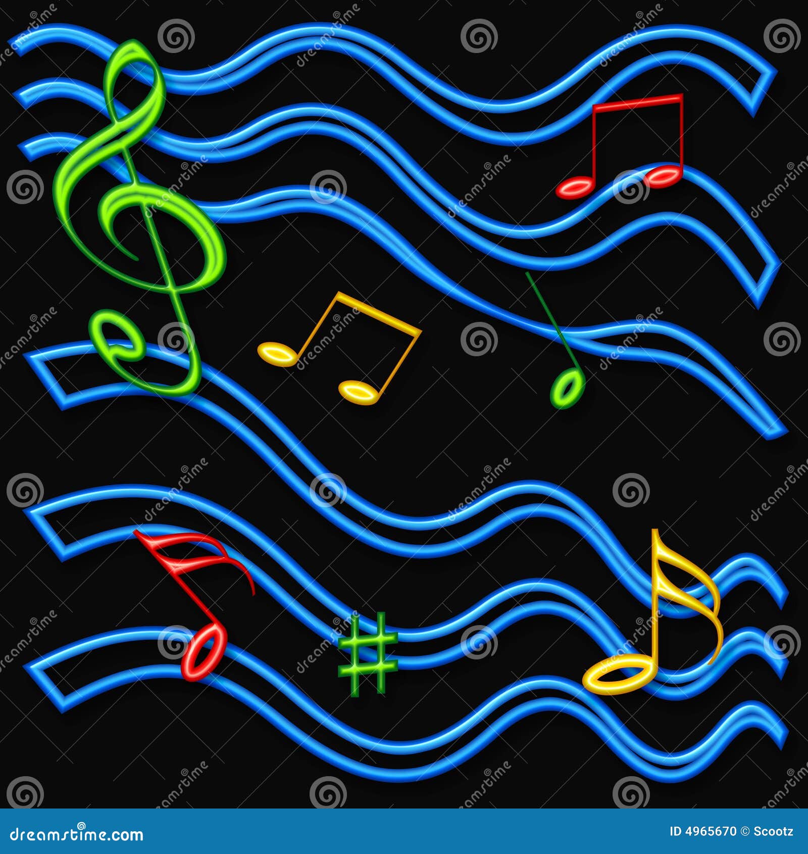 3d music stock illustration. Illustration of colorful - 4965670