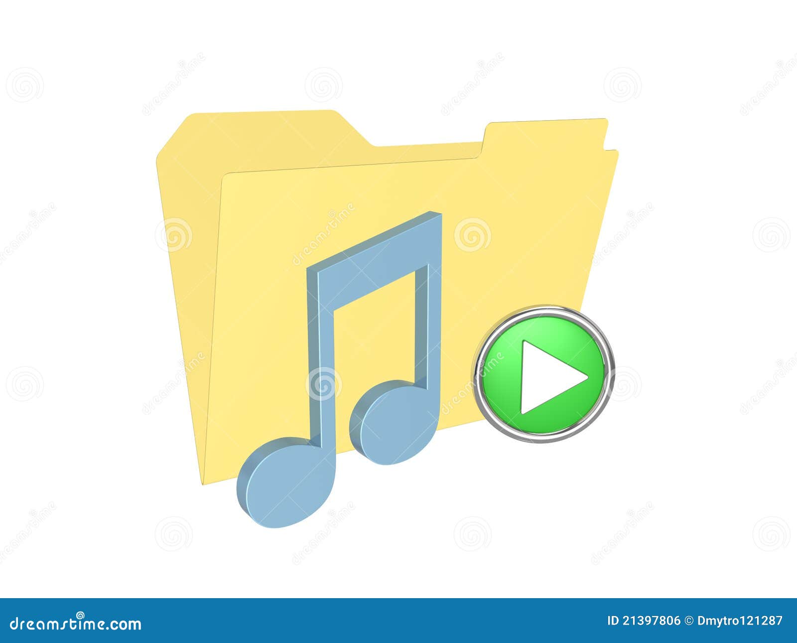 3d Music Folder. Isolated on the White Background Stock Illustration ...