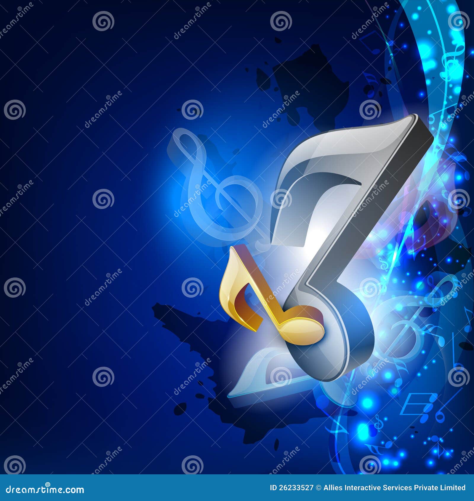 Music Notes Blue Wave Background Stock Illustrations – 617 Music Notes ...