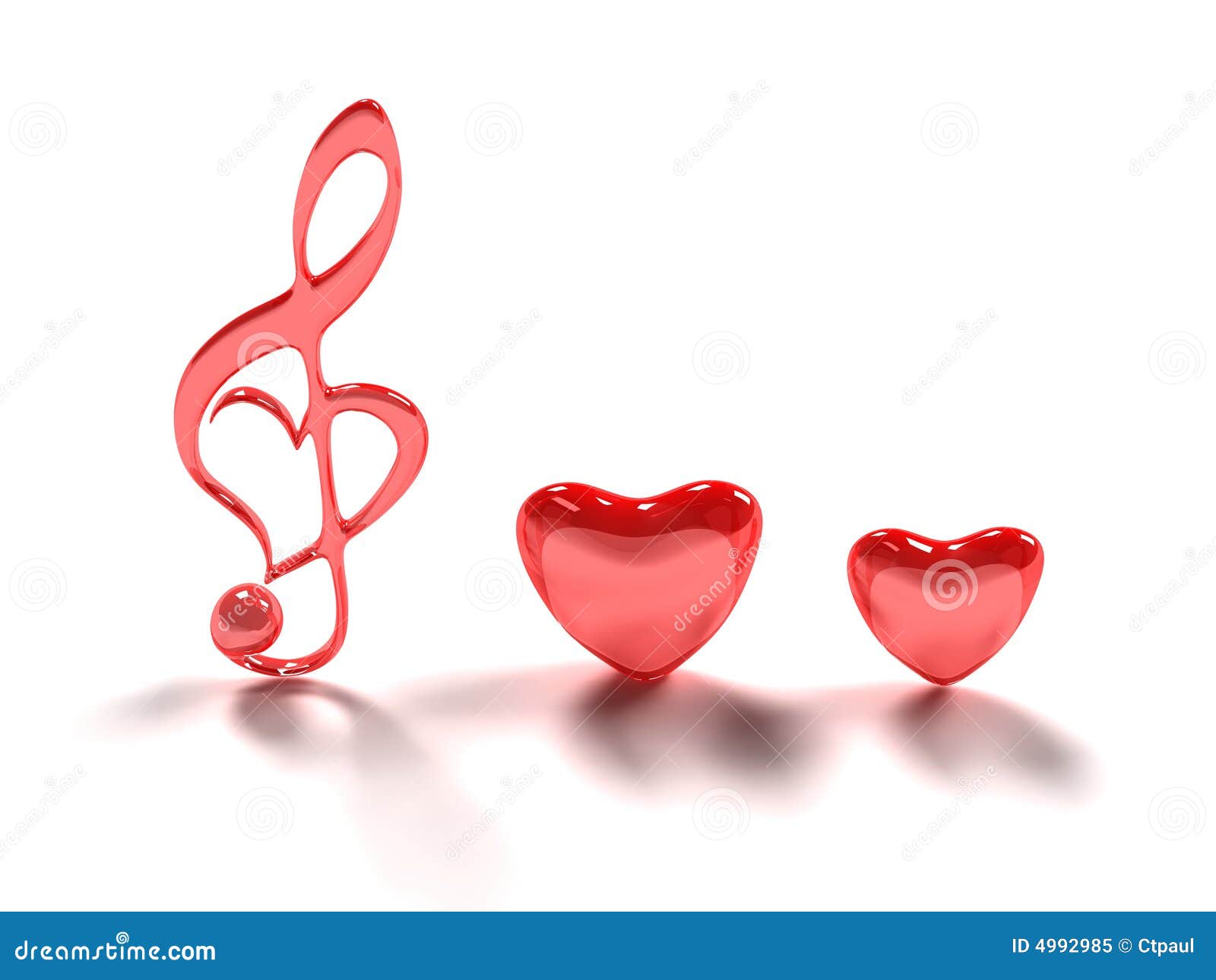 3D Music symbol with herat stock illustration. Illustration of heart ...