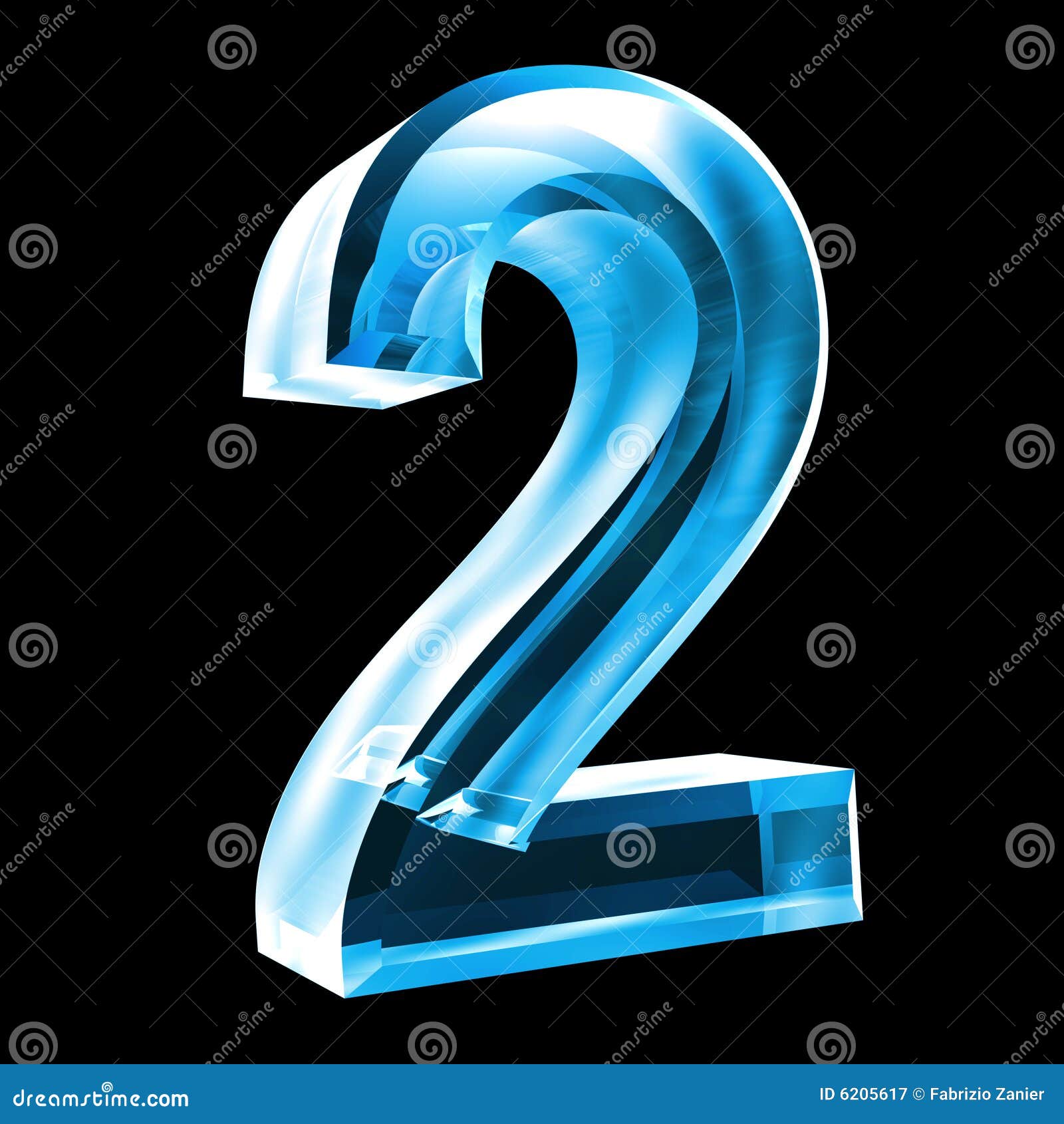 3d número 2 no vidro azul ilustração stock. Ilustração de textura - 6205617