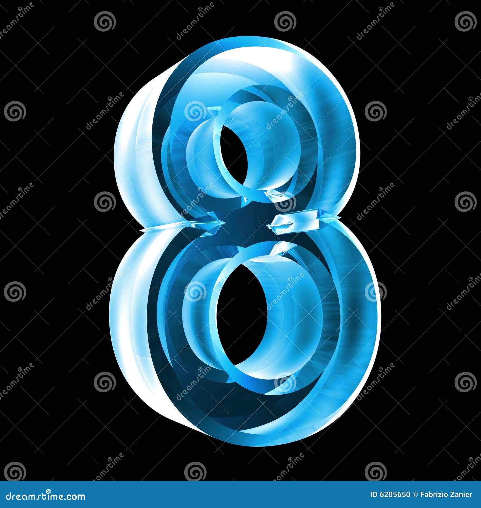 3d número 8 en vidrio azul stock de ilustración. Ilustración de negrita ...