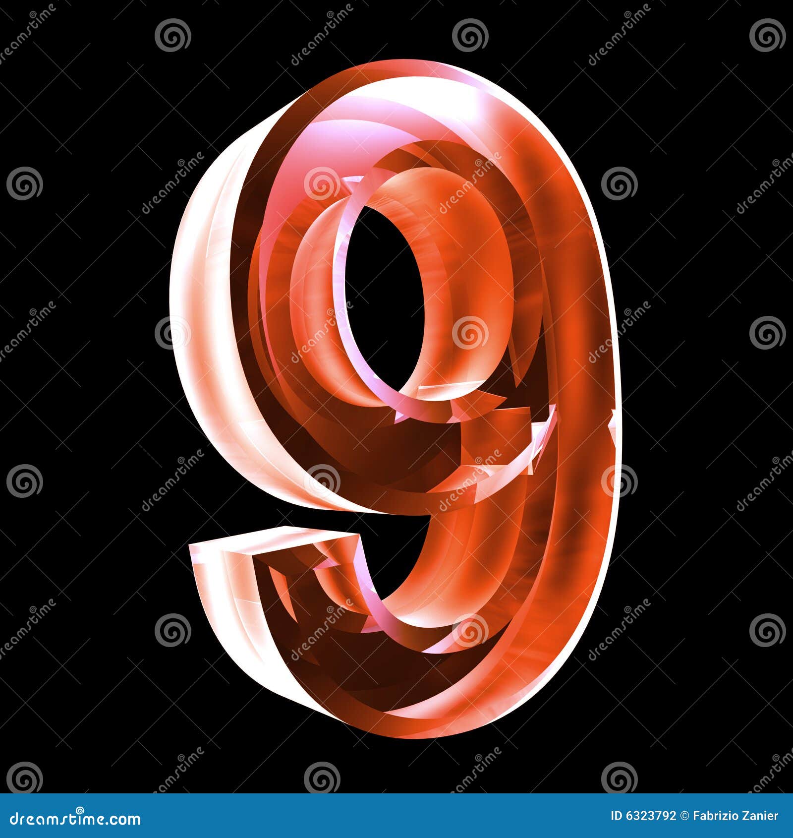 3d número 9 en vidrio rojo stock de ilustración. Ilustración de ...