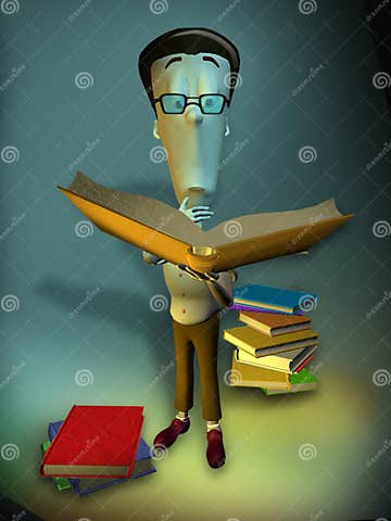 3D nerd cartoon character stock illustration. Illustration of formal ...