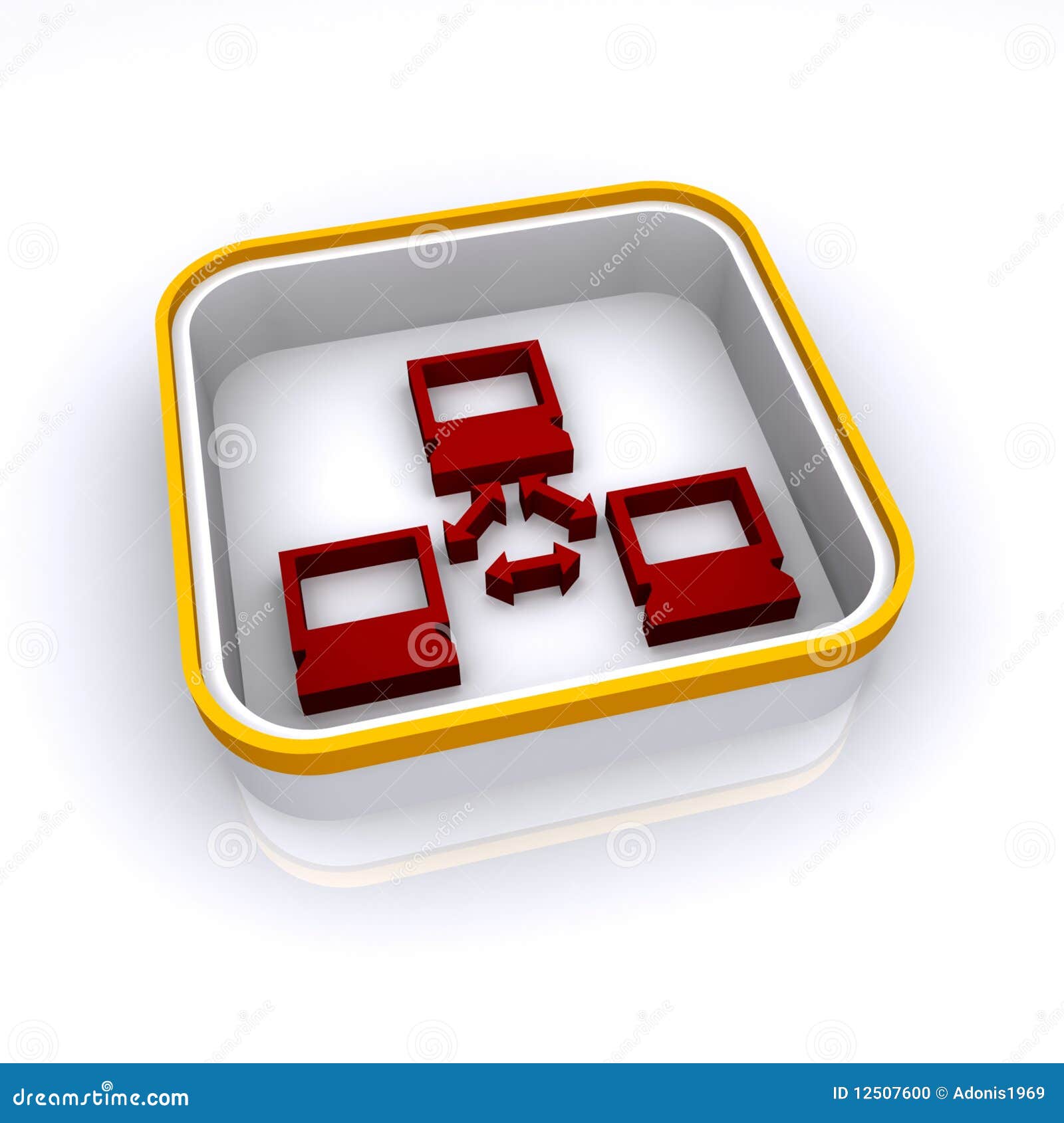 3D network button stock illustration. Illustration of square - 12507600