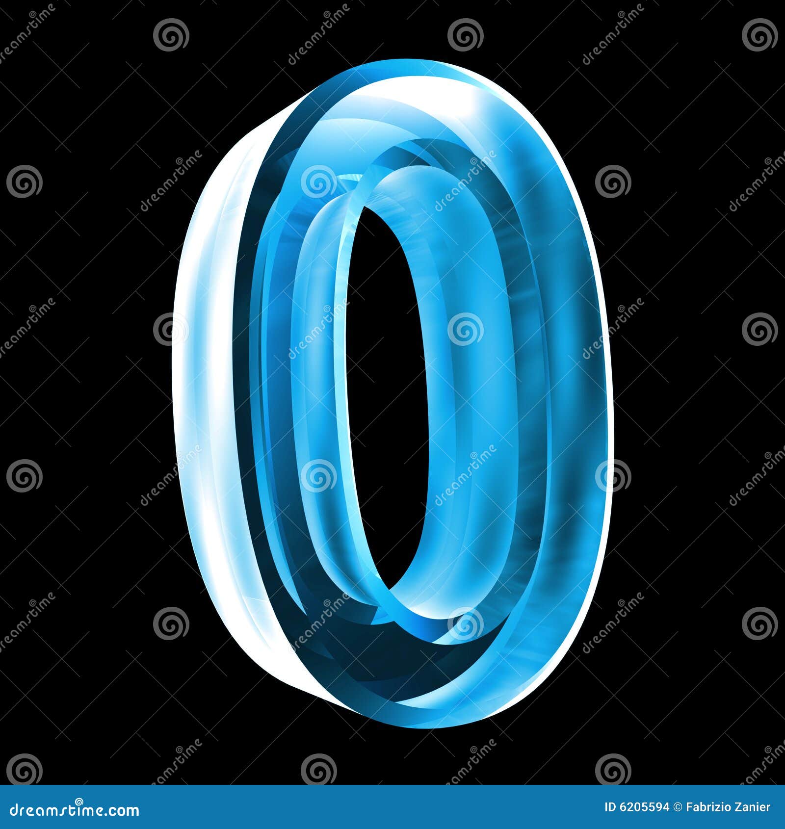 3d number 0 in blue glass stock illustration. Illustration of isolated ...