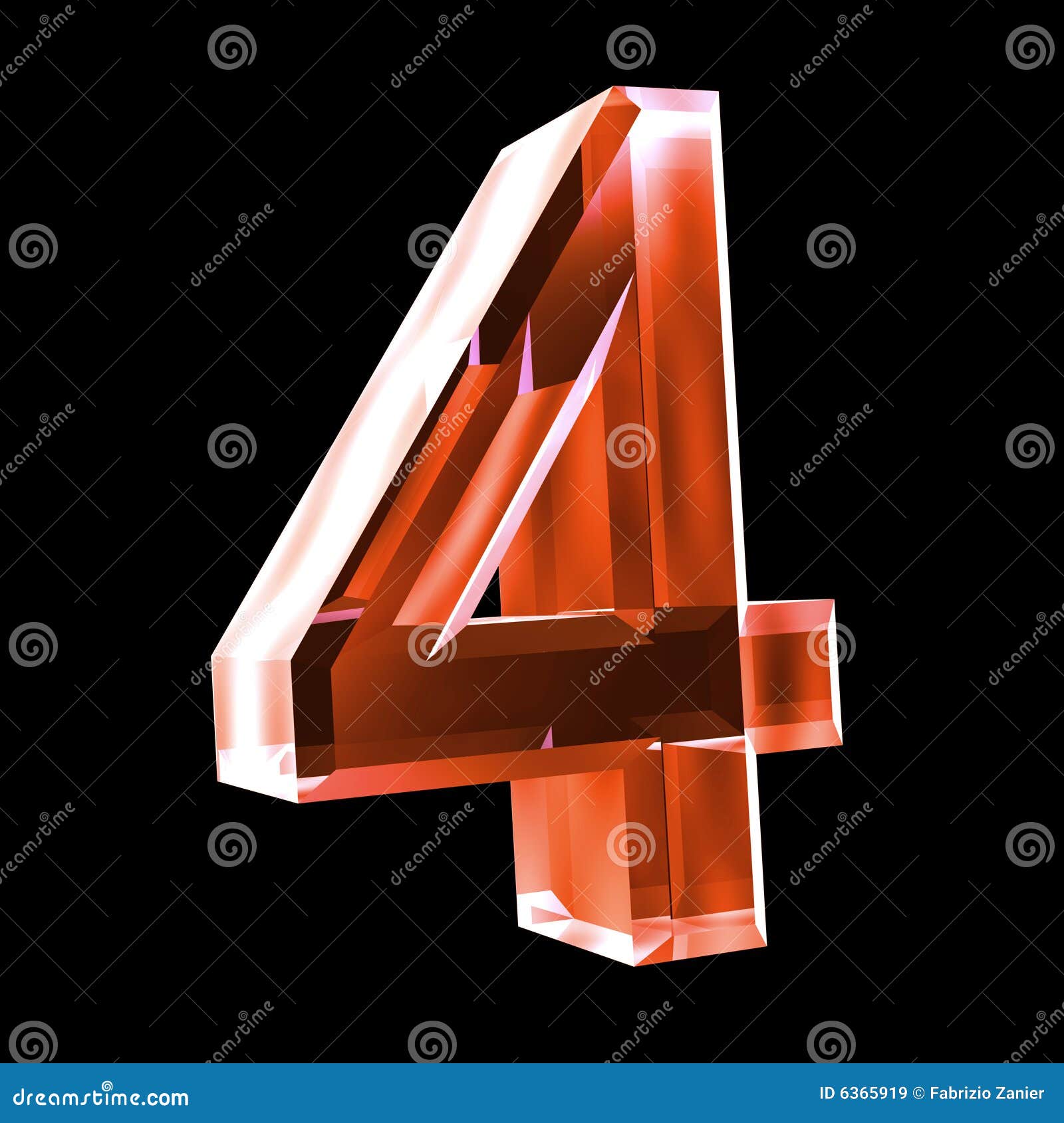 3d number 4 in red glass stock illustration. Illustration of city - 6365919