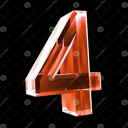 3d number 4 in red glass stock illustration. Illustration of city - 6365919