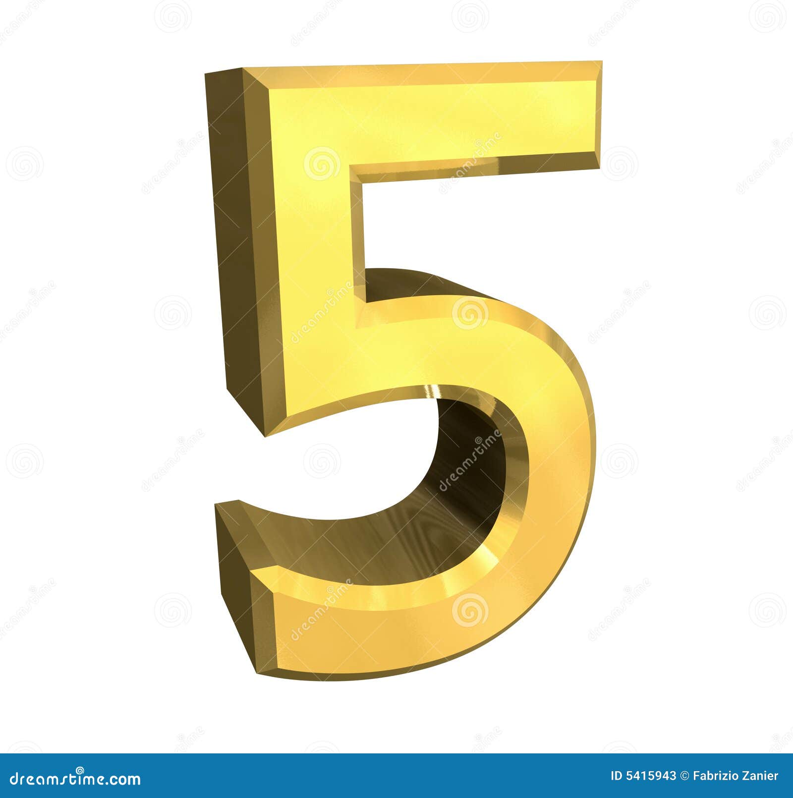 3d number 5 in gold stock illustration. Illustration of digit - 5415943