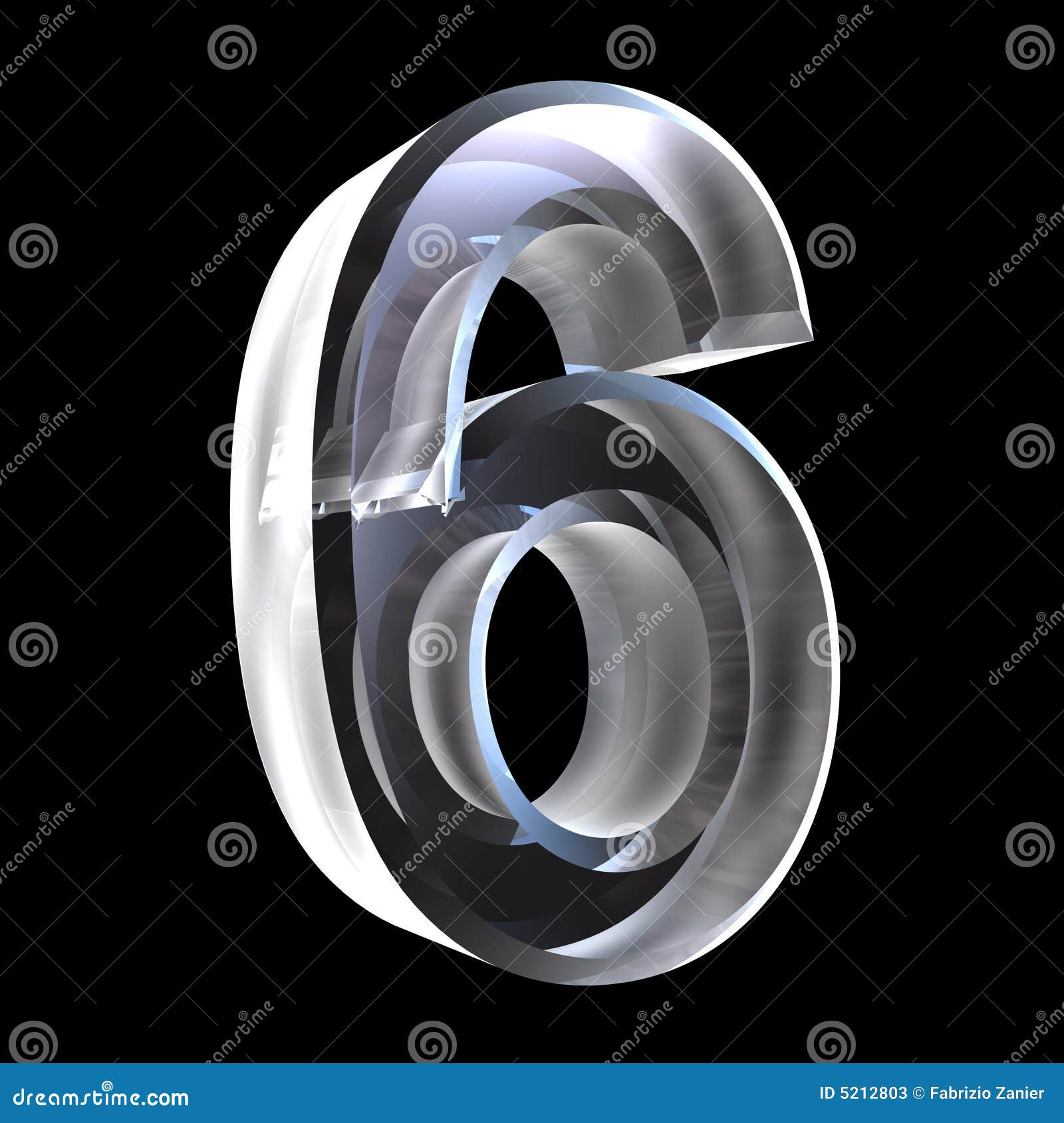 3d number 6 in glass stock illustration. Illustration of series - 5212803