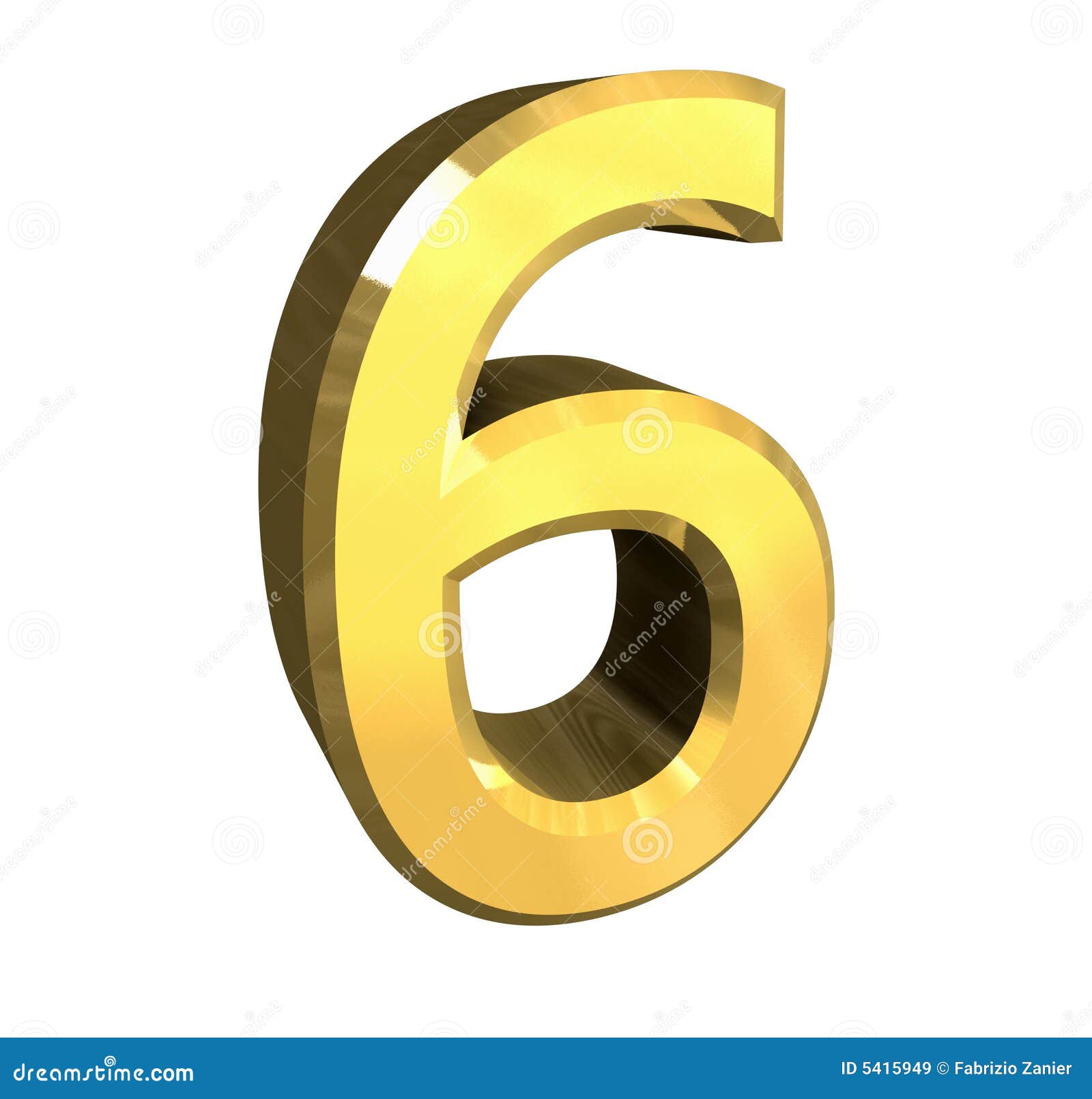 3d number 6 in gold stock illustration. Illustration of style - 5415949