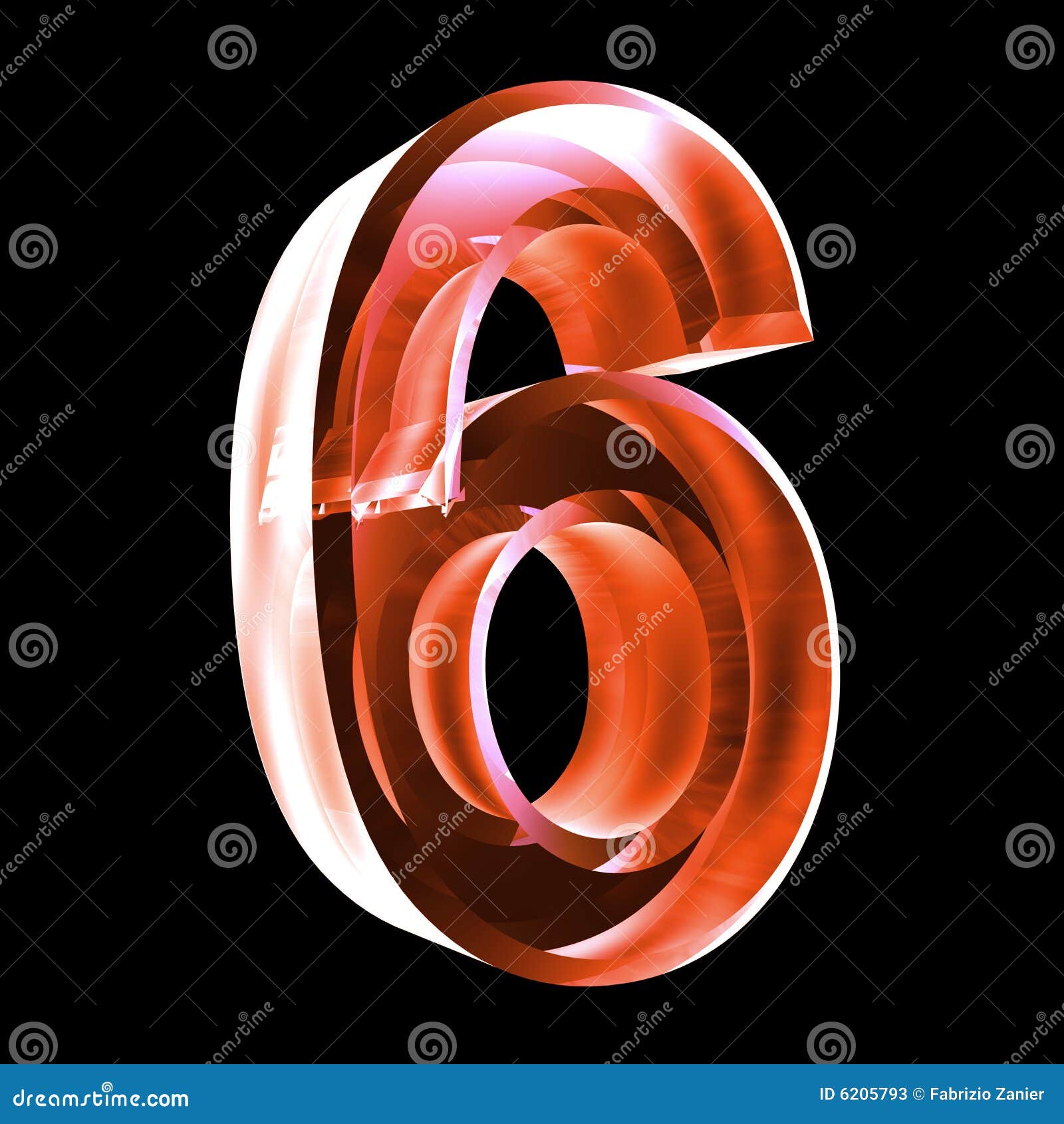 3d number 6 in red glass stock illustration. Illustration of small ...