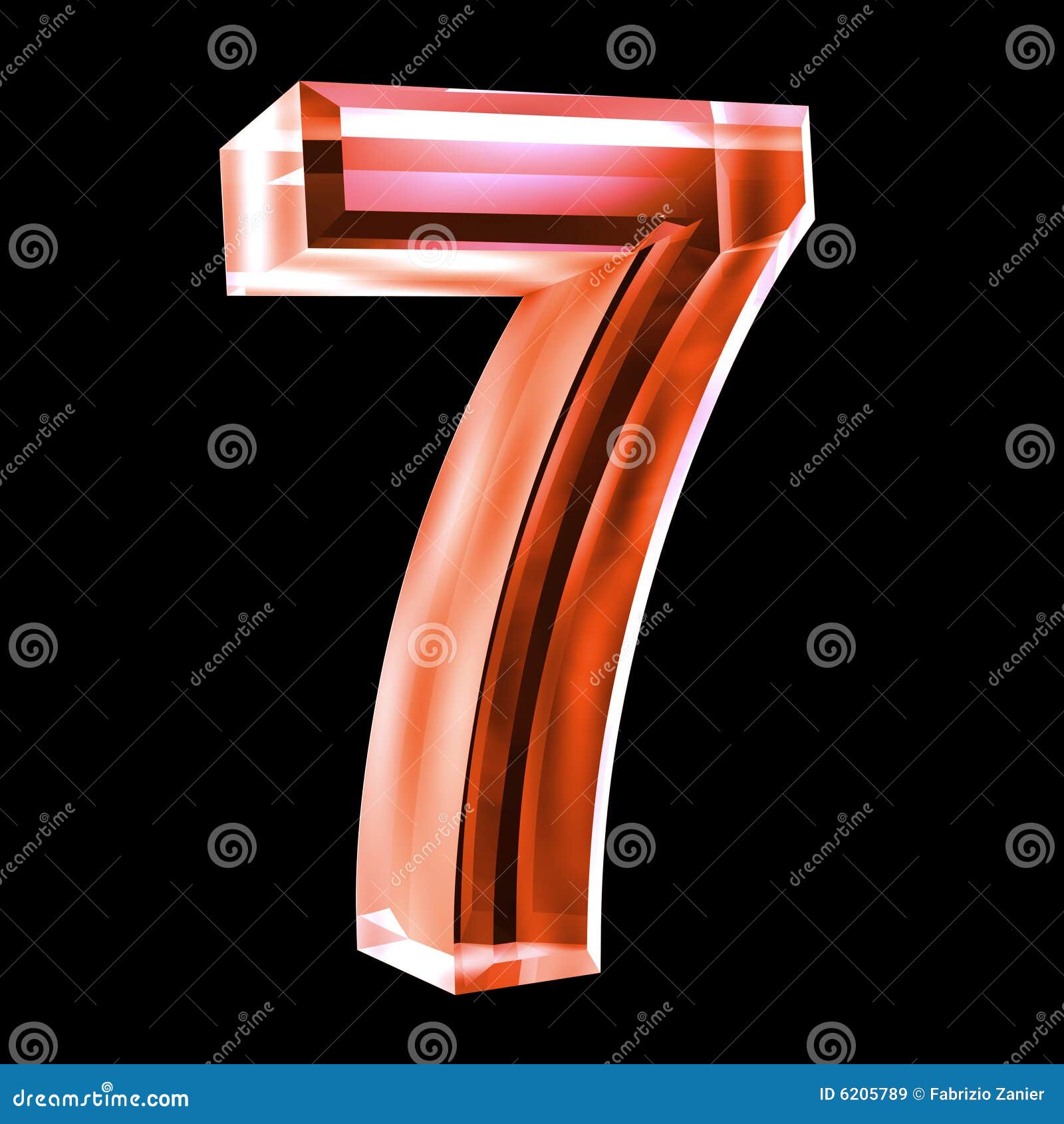 3d number 7 in red glass stock illustration. Illustration of ...