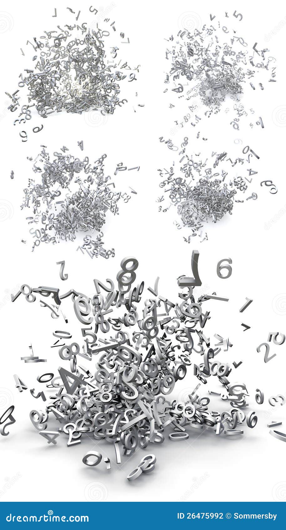 3d numbers exploded stock illustration. Illustration of collection ...