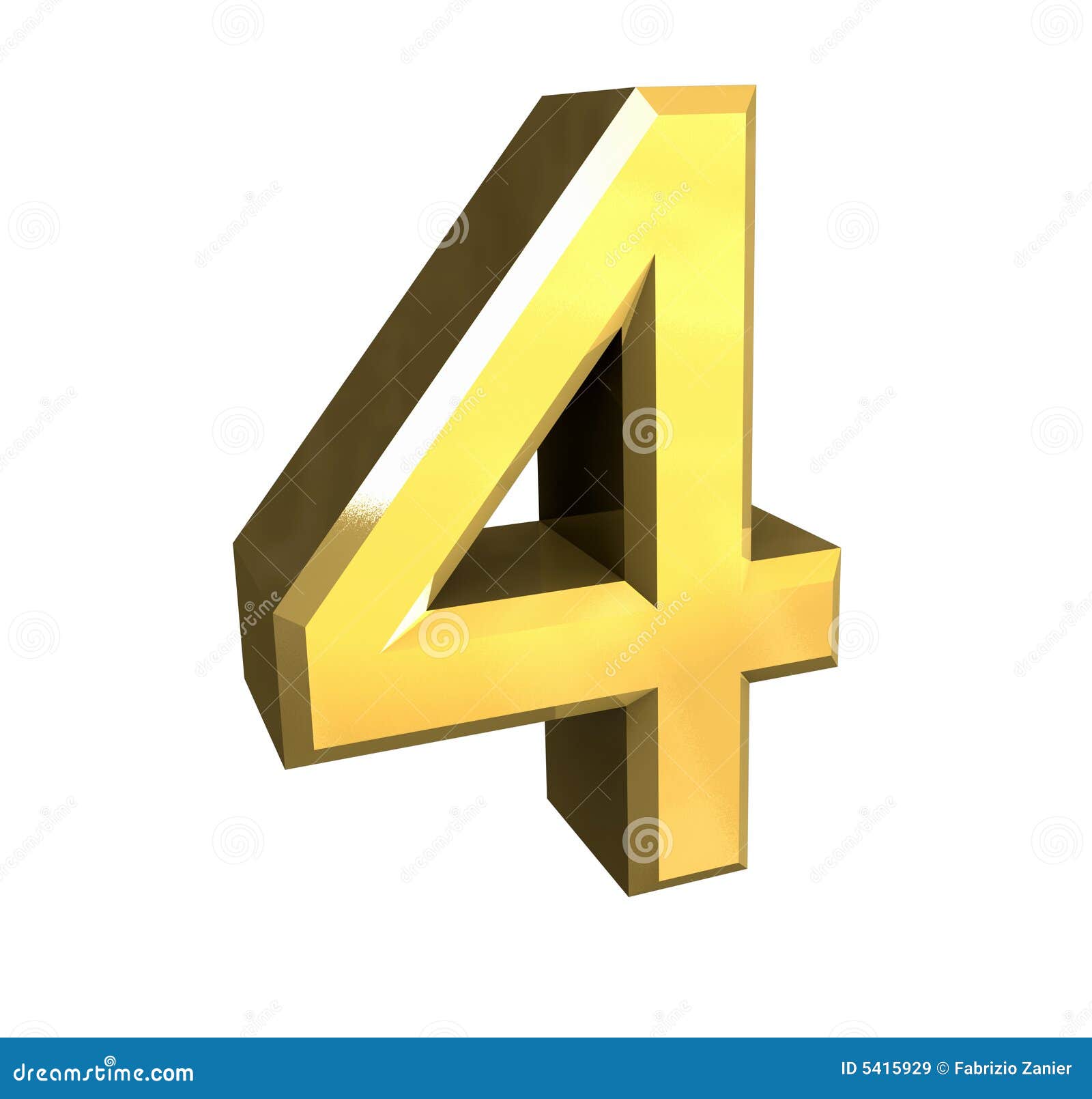 3d nummer 4 in goud stock illustratie. Illustration of gouden - 5415929