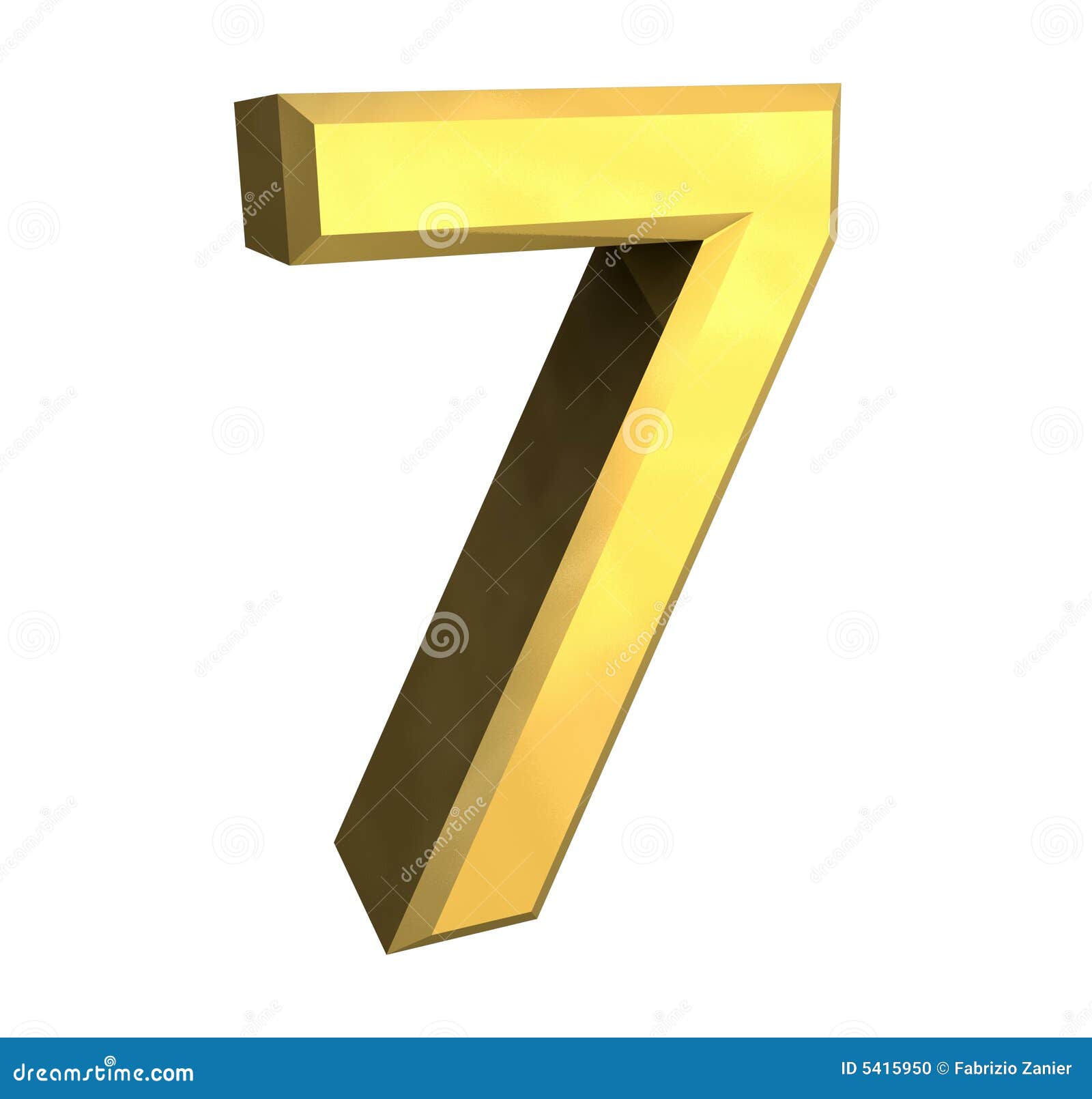 3d nummer 7 in goud stock illustratie. Illustration of klein - 5415950