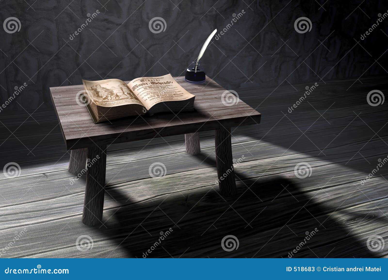 3d old study scene stock illustration. Illustration of graphic - 518683
