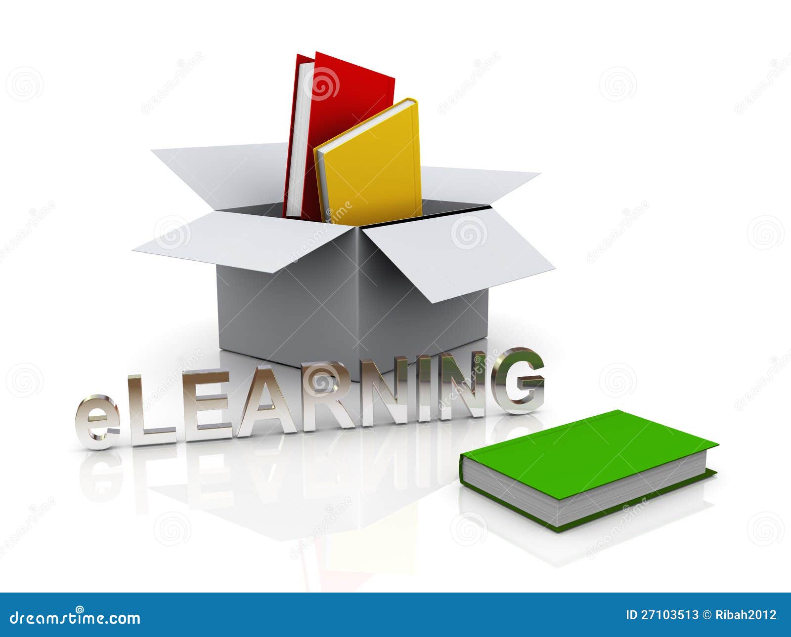 3d open box and books stock illustration. Illustration of notebook ...