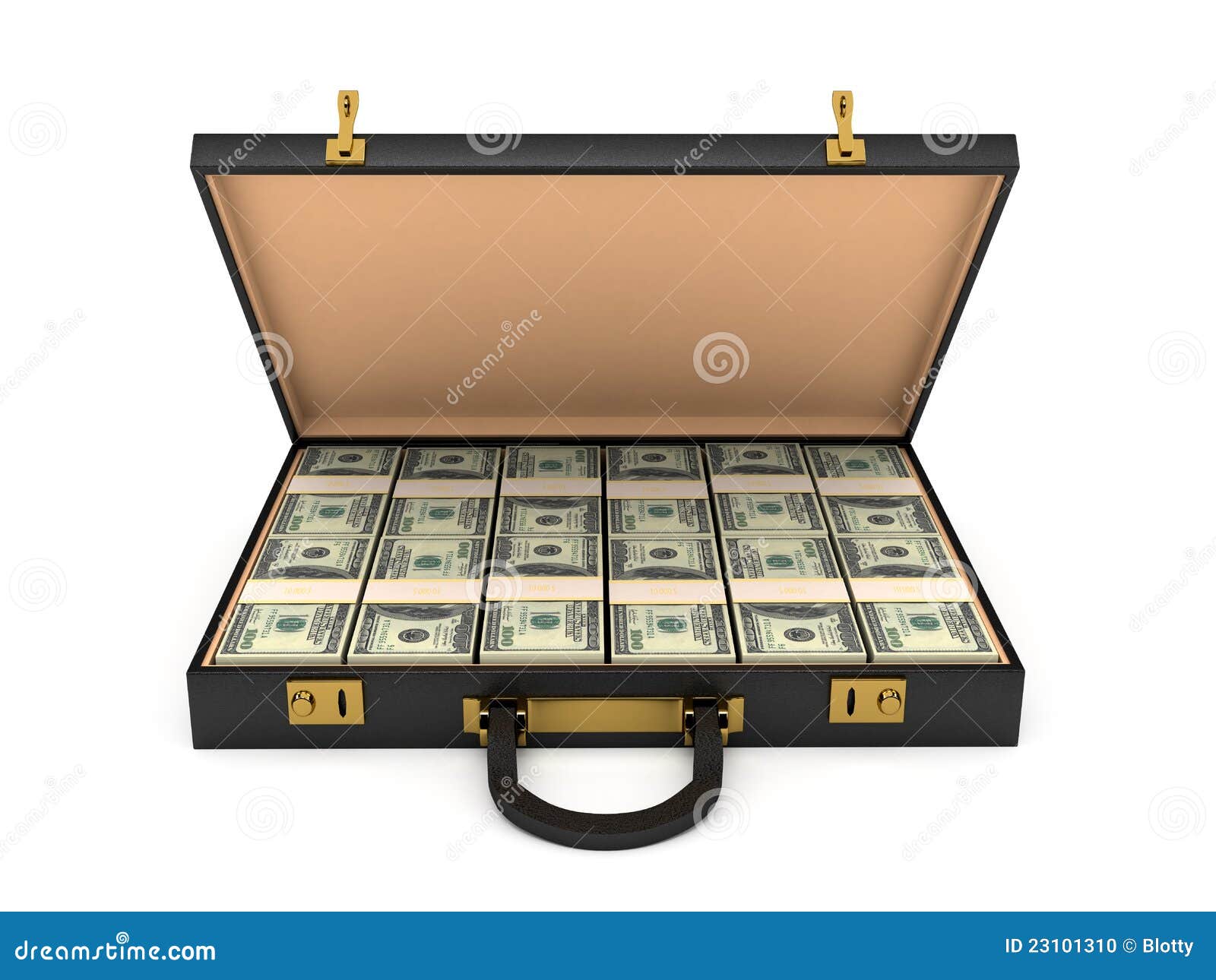 3d open case with money stock illustration. Illustration of money ...