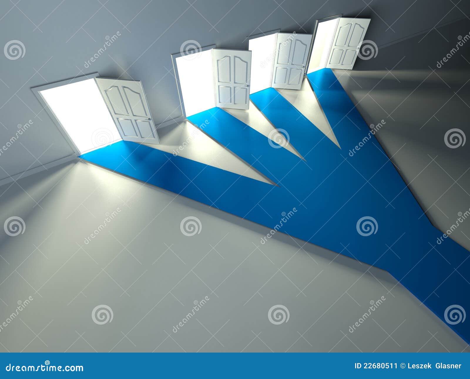 3d Open Deuren in Lege Ruimte Stock Illustratie - Illustration of flat ...