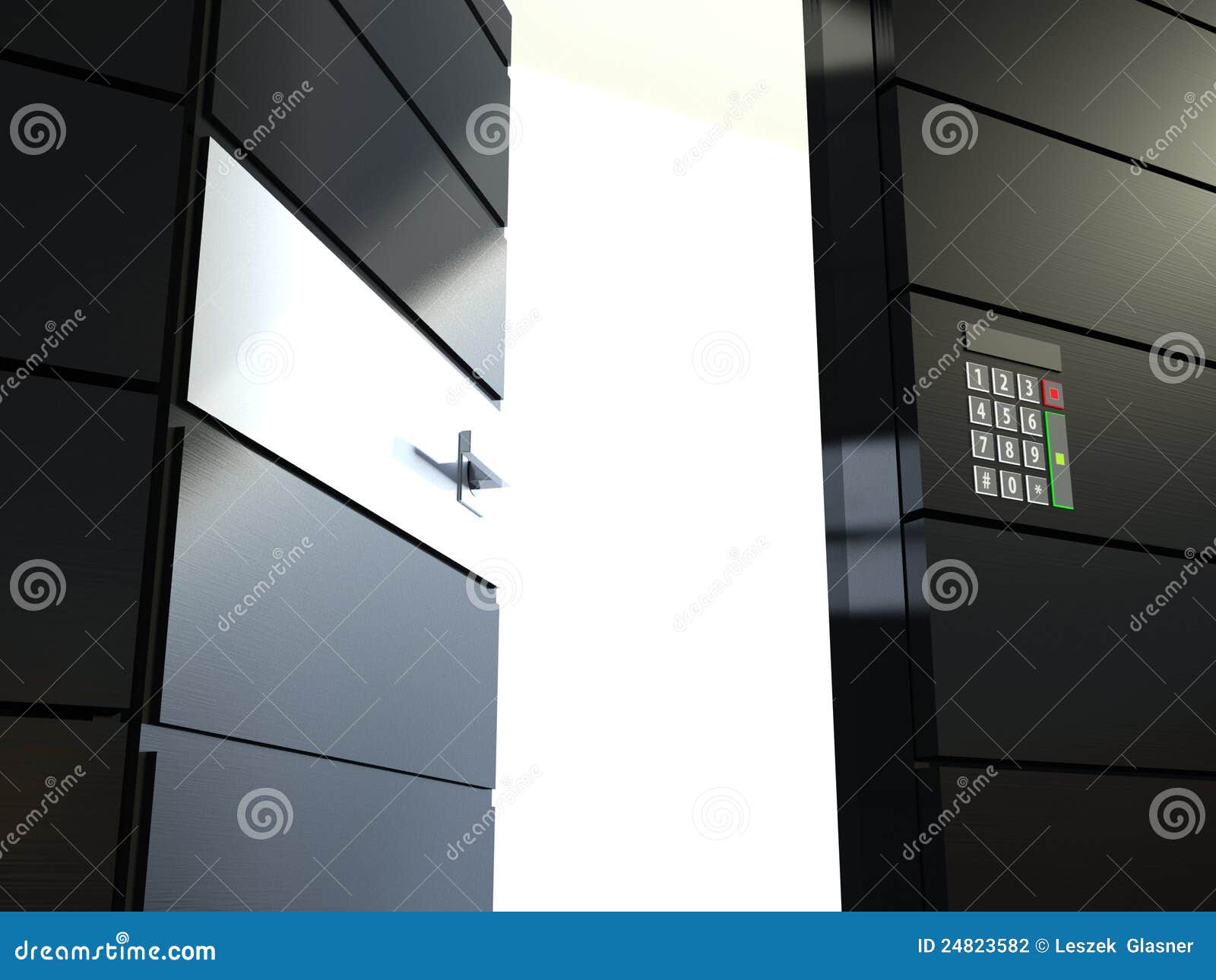 3d Open Door, Electronic Lock or Intercom Stock Illustration ...