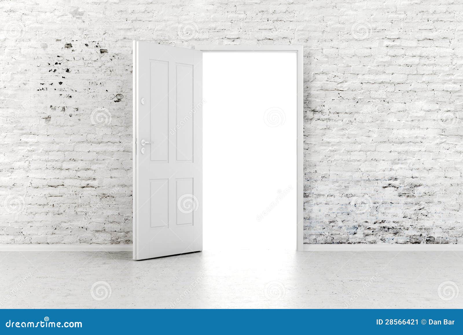 3d Open Door in a Vintage Brick Wall Stock Illustration - Illustration ...