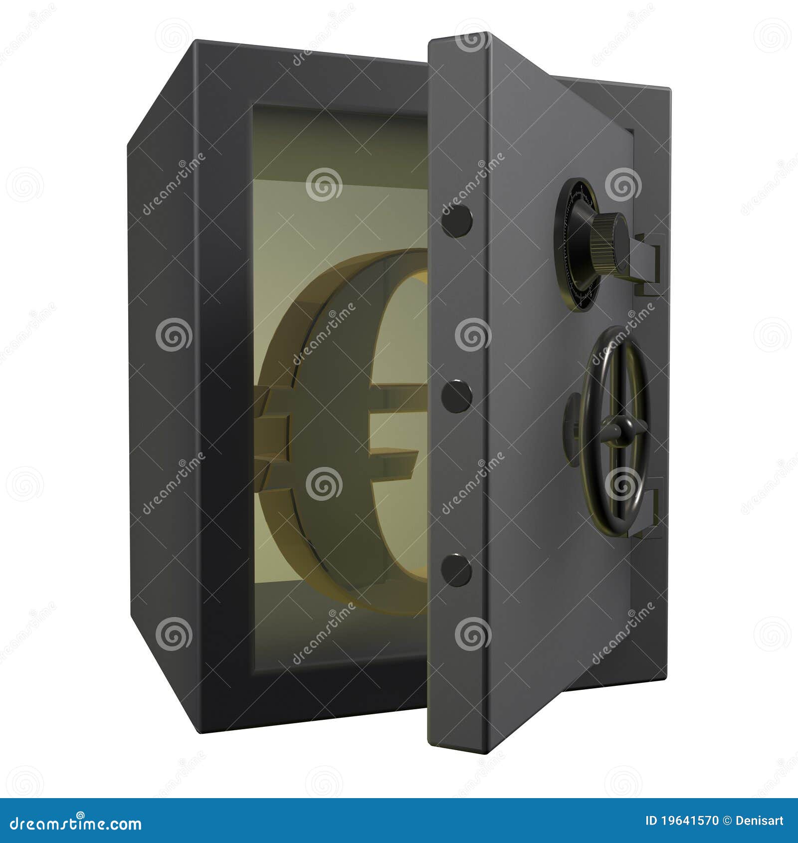 3d Opened Safe with Gold Euro Stock Illustration - Illustration of ...
