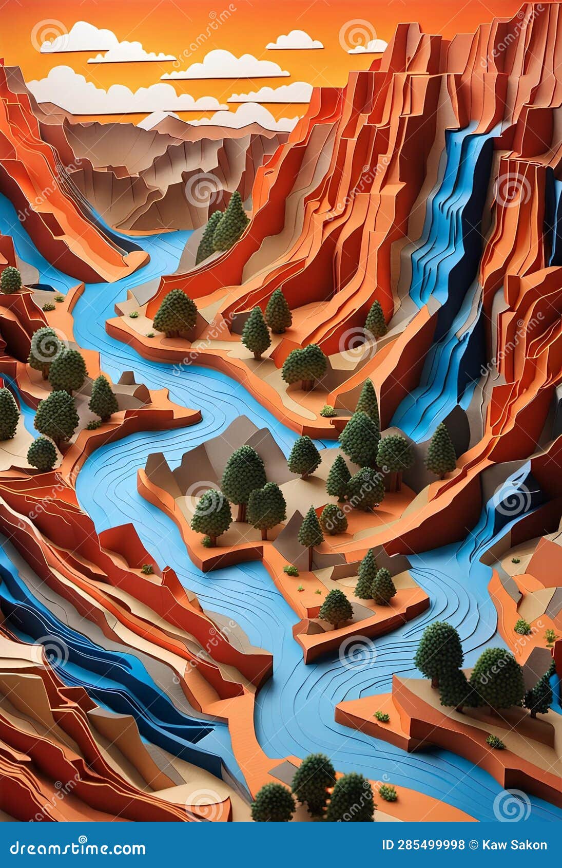 3D Origami Paper Art Wallpaper for Lock Screen. Stock Illustration ...