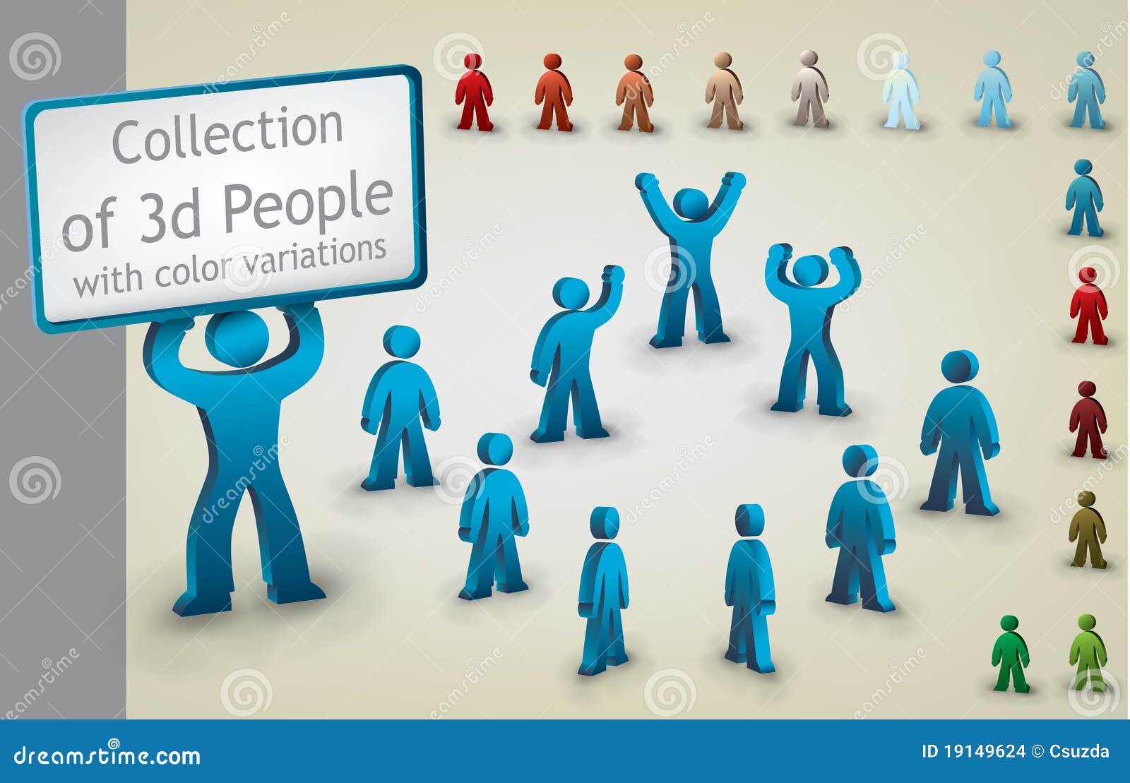 3d people stock vector. Illustration of perspective, collection - 19149624