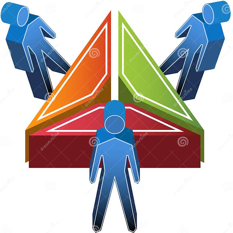 3D People Around Triangle stock vector. Illustration of desks - 9595454