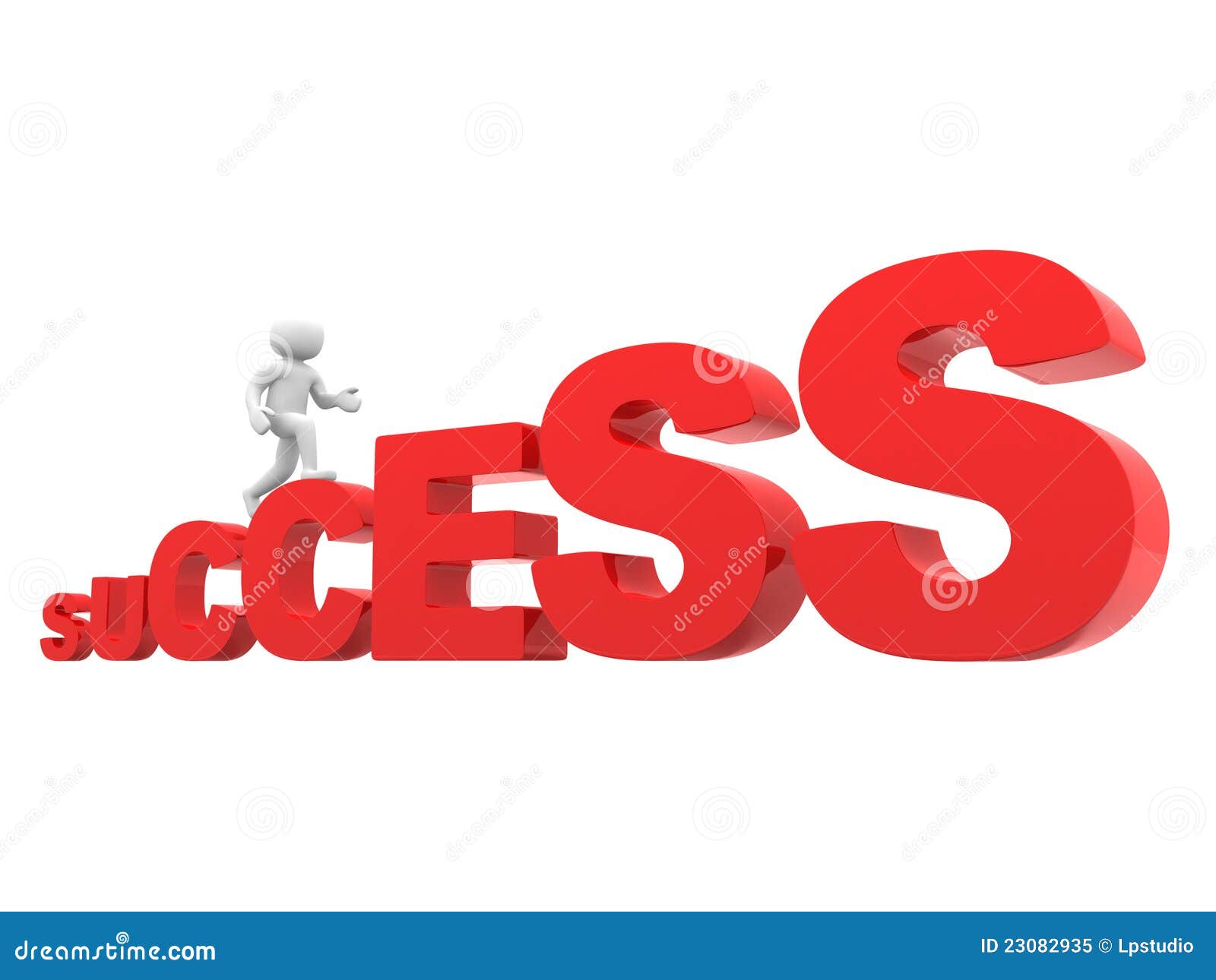3d People Character Running Up on Success Stairs Stock Illustration ...