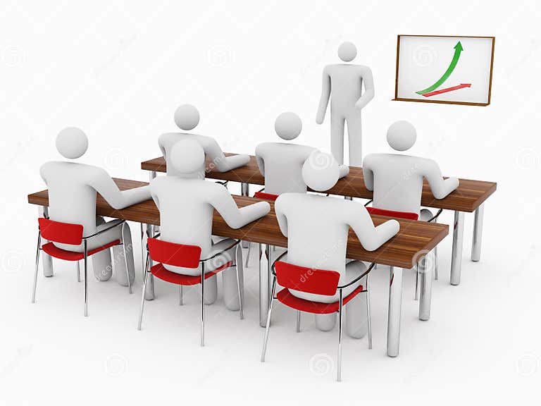 3D People in classroom stock illustration. Illustration of presentation ...