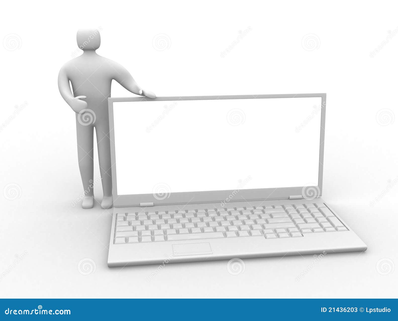 3d People Human Character Supported by Laptop Stock Illustration ...