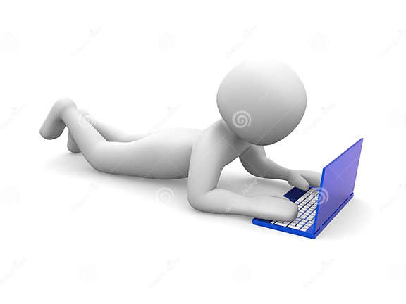 3d people and laptop stock image. Image of pointing, computer - 24125133
