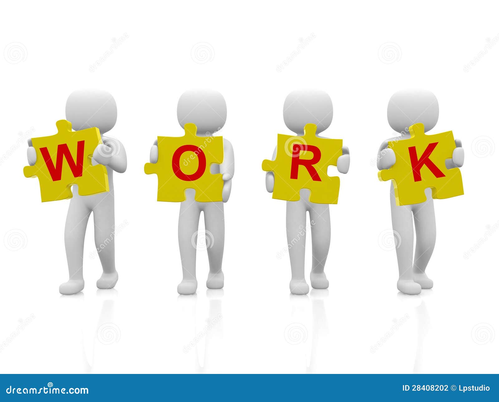 3d People, Man, Person with Pieces of Puzzle and Word WORK Stock ...
