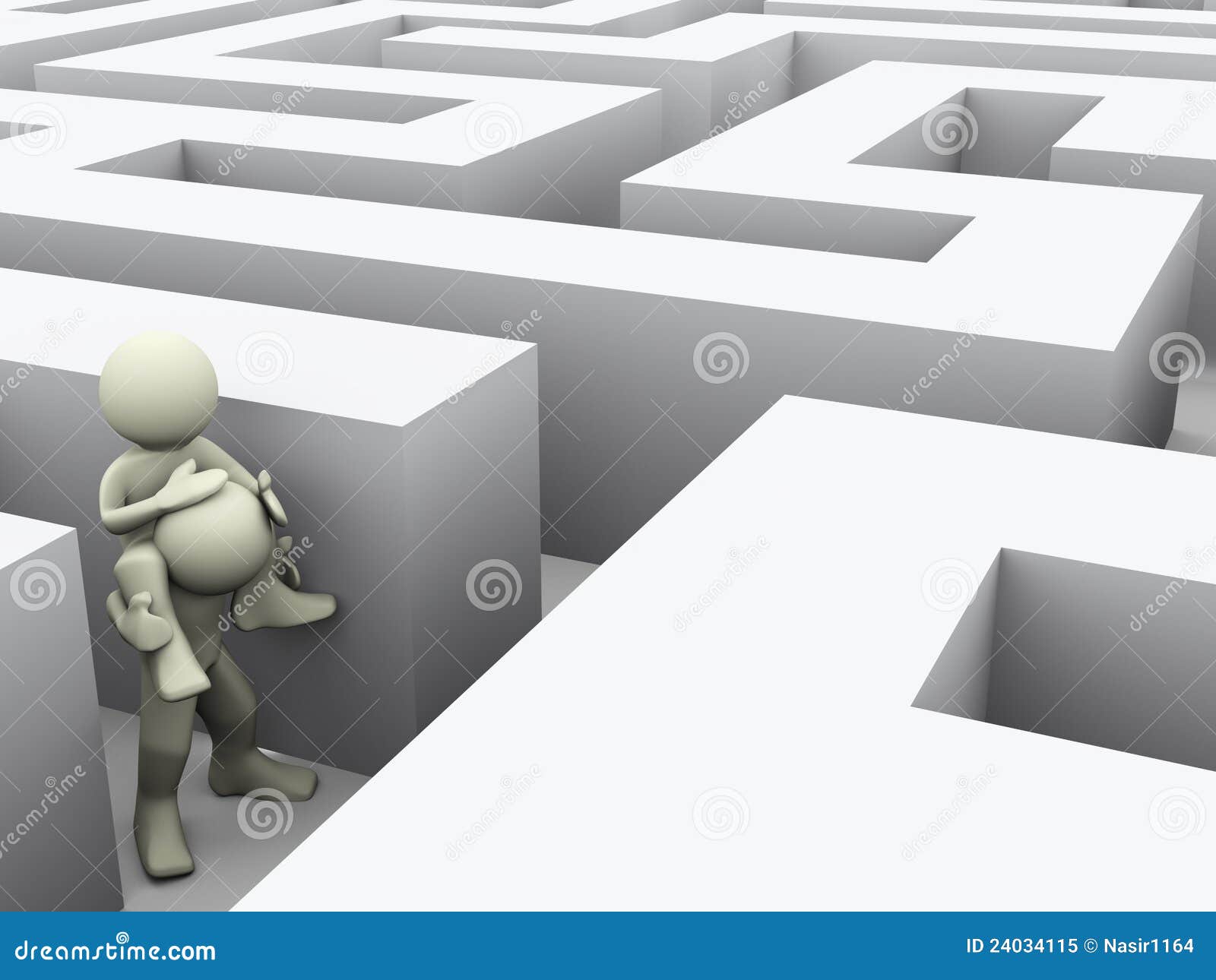 3d people in maze stock illustration. Illustration of cartoon - 24034115