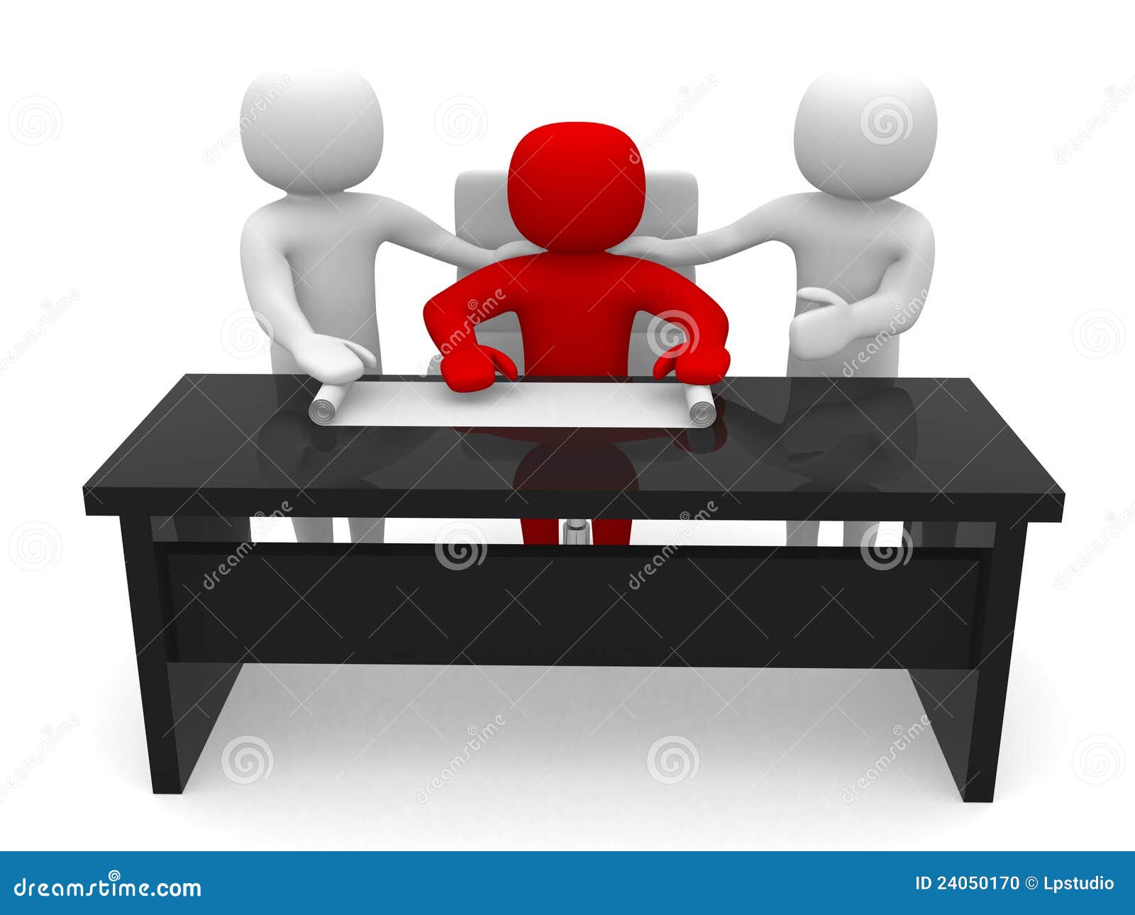 3d People - Men and a Office with Working Draft Stock Illustration ...