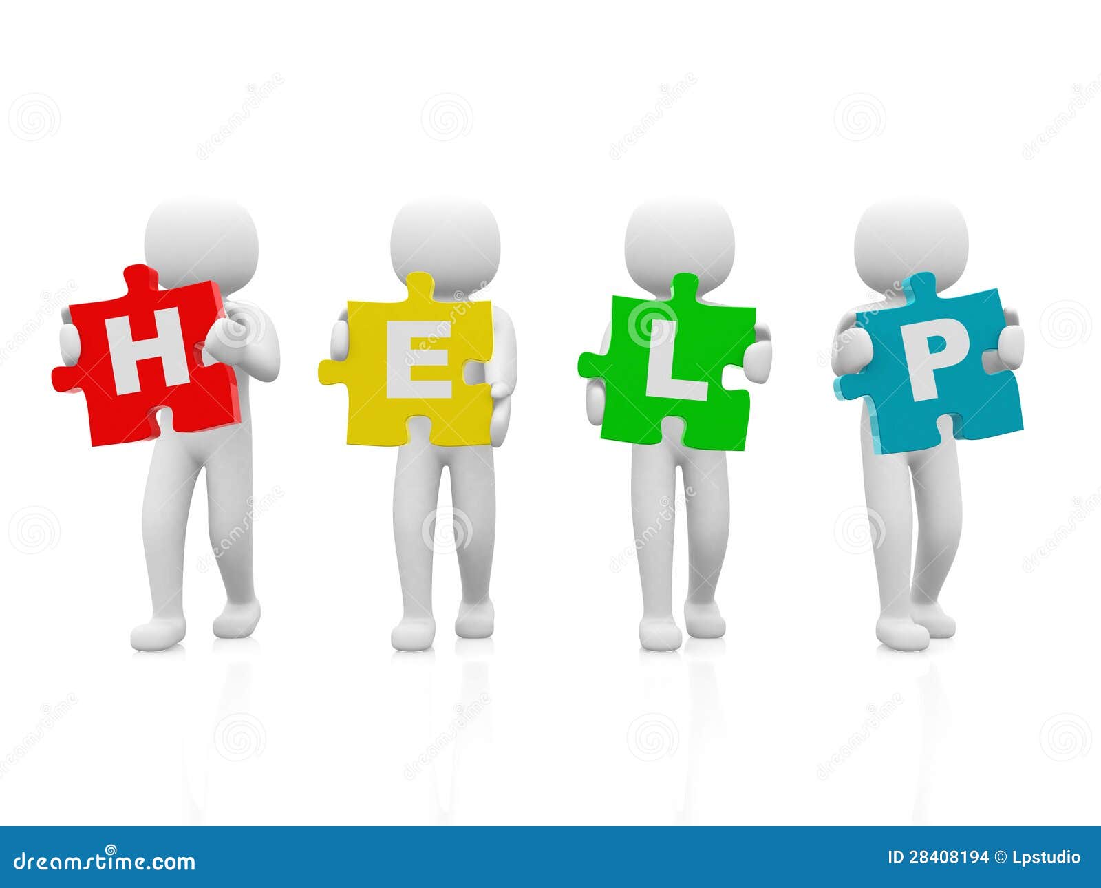 3d People - Person and Puzzel the Word Help Stock Illustration ...