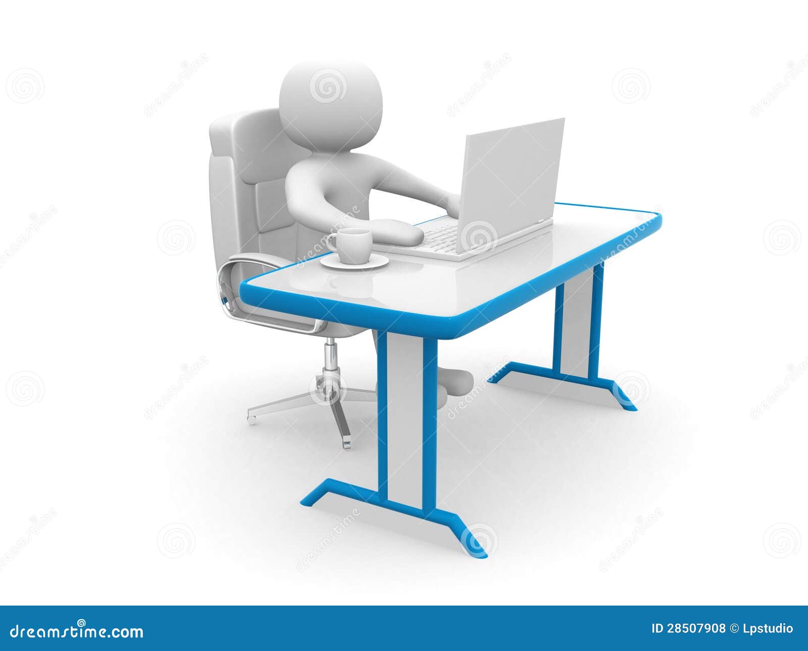 3d People. Person To an Office and a Laptop Stock Illustration ...