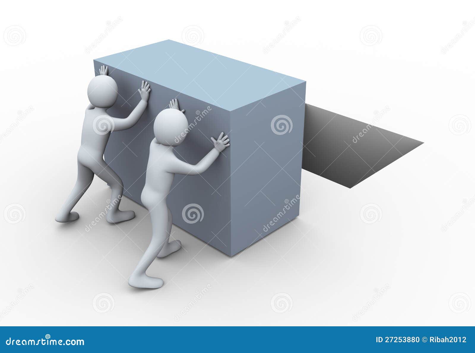 3d People - Man, Person Pushing A Cube Royalty-Free Stock Image ...